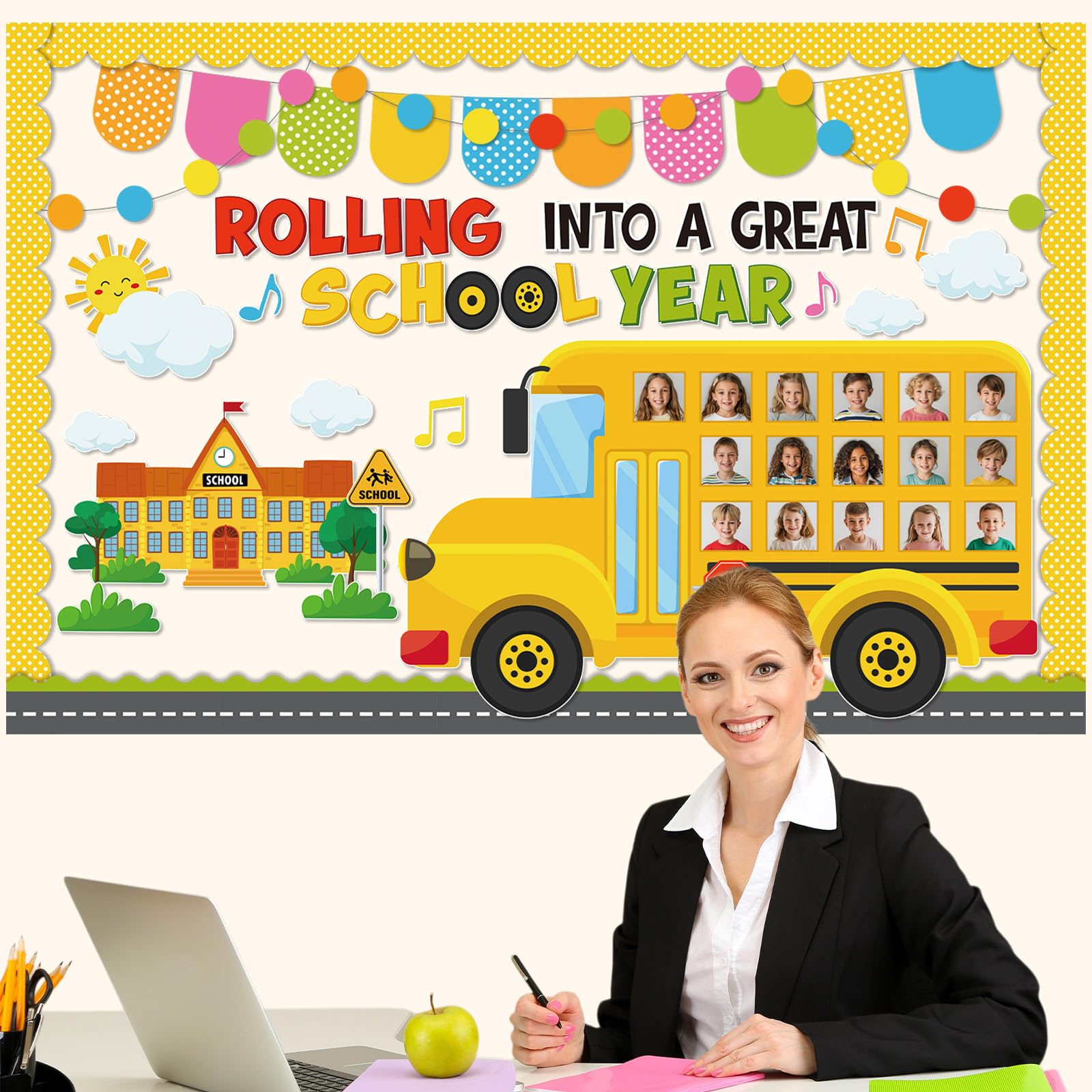 Snapklik.com : 89 Pcs Back To School Bulletin Board Set Yellow Bulletin ...