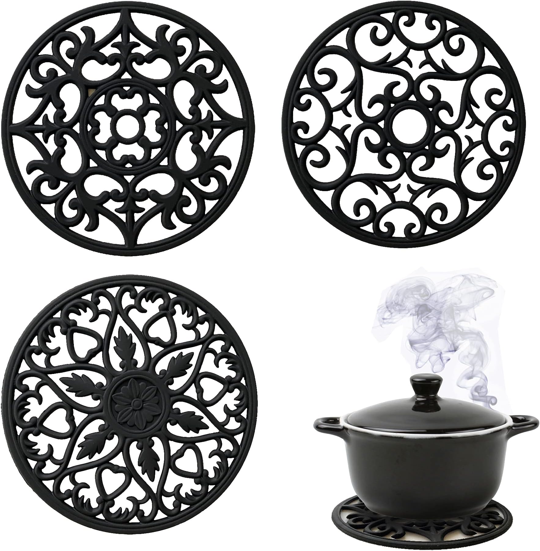 Amazon.com: HexClad Hexagon Silicone Trivets, 2-Pack, Nonslip and Heat ...