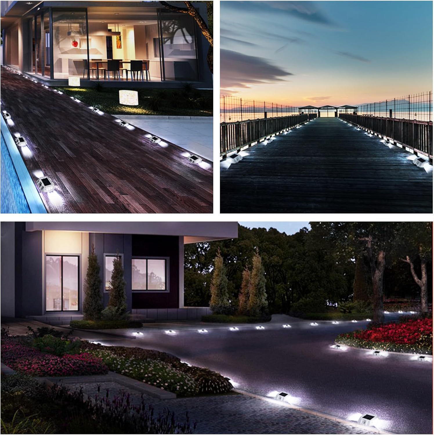 Paquete de 8 luces solares para cubierta, luces LED solares para ...