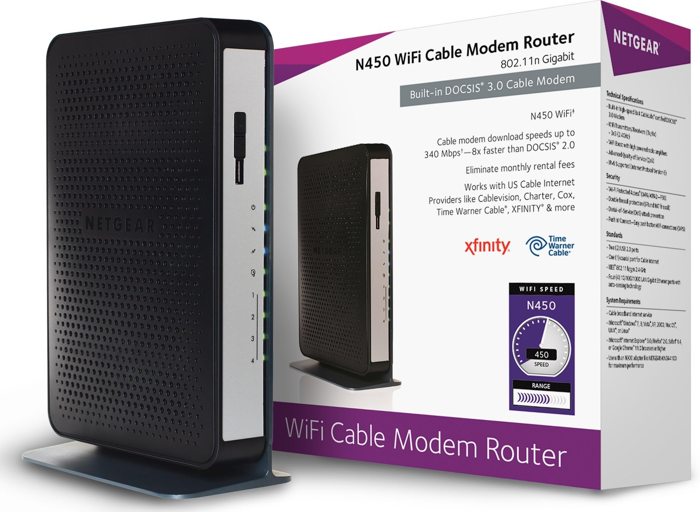 Amazon.com: NETGEAR N450-100NAS (8x4) WiFi DOCSIS 3.0 Cable Modem ...