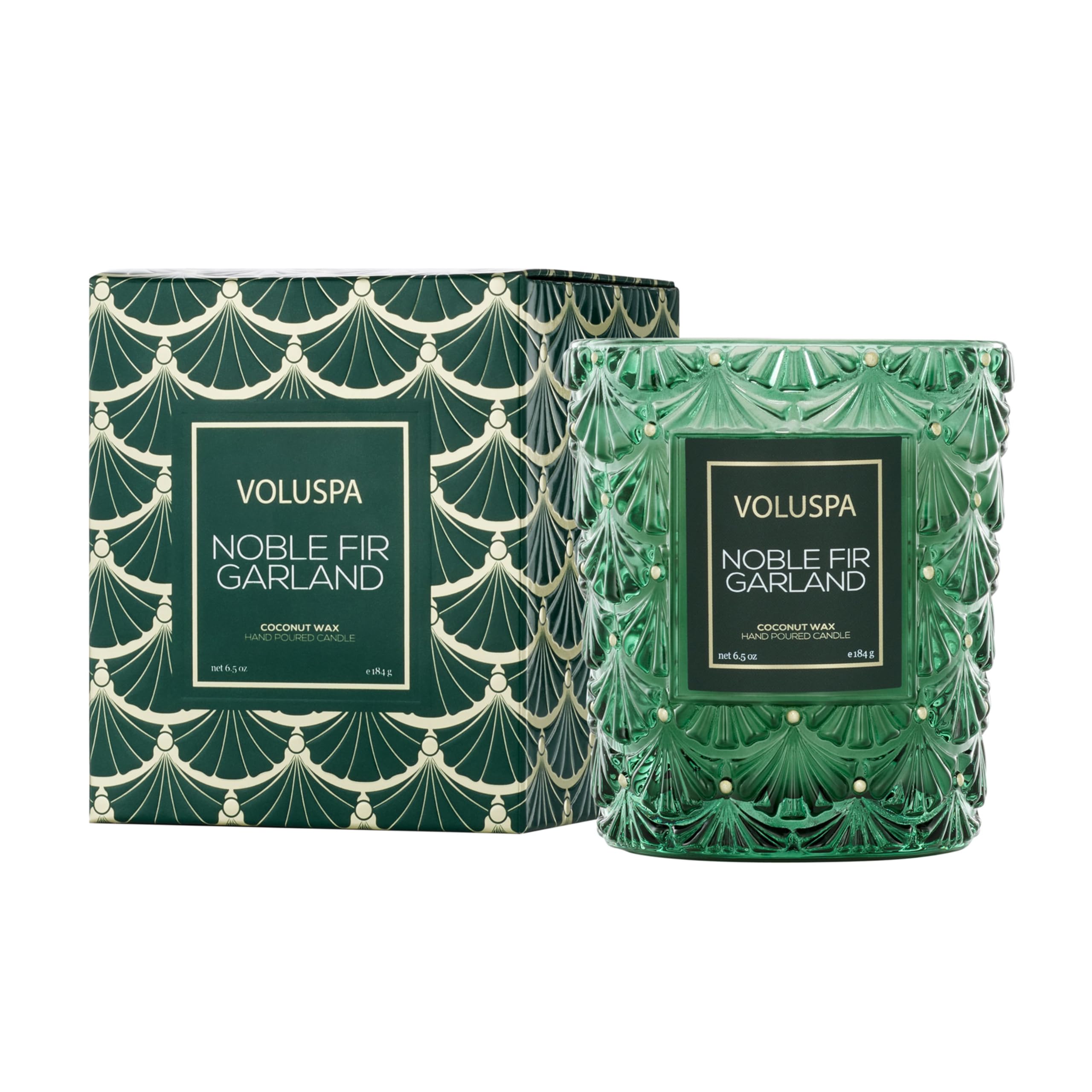 Amazon.com: Voluspa Noble Fir Garland Boxed Candle, 6.5 oz, Coconut Wax ...