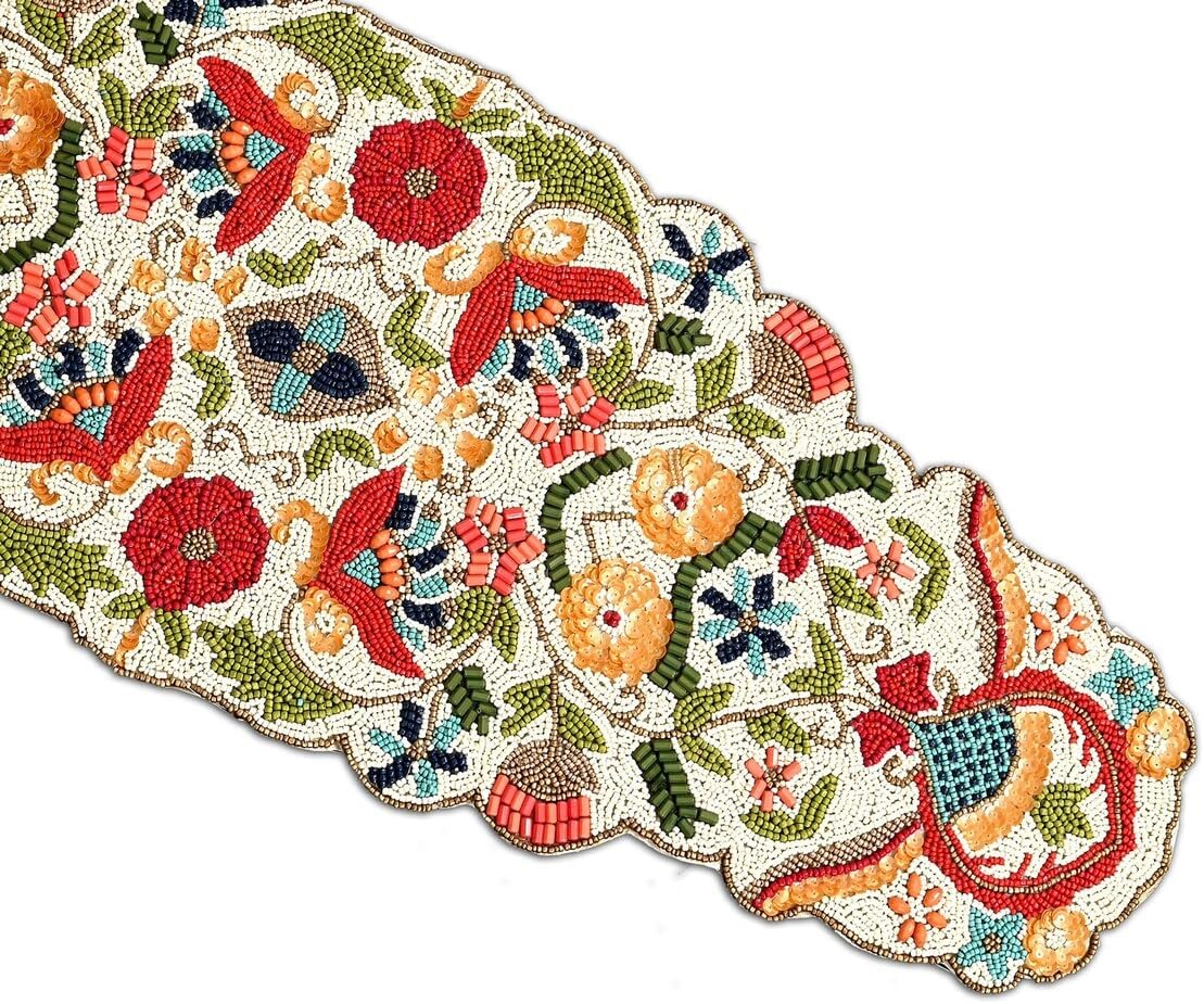 Amazon.com: HM Creations Handmade Beaded Table Runner, Multicolor ...