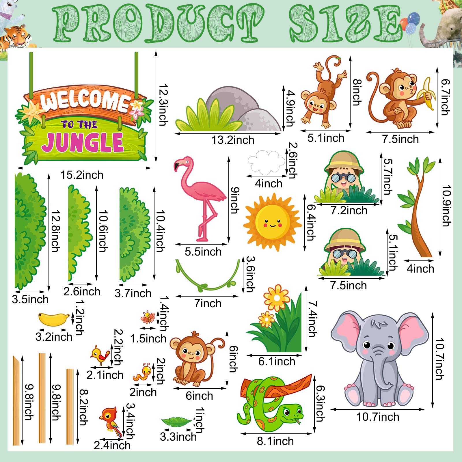Snapklik.com : 103 Pcs Jungle Bulletin Board Set Welcome To The Jungle ...