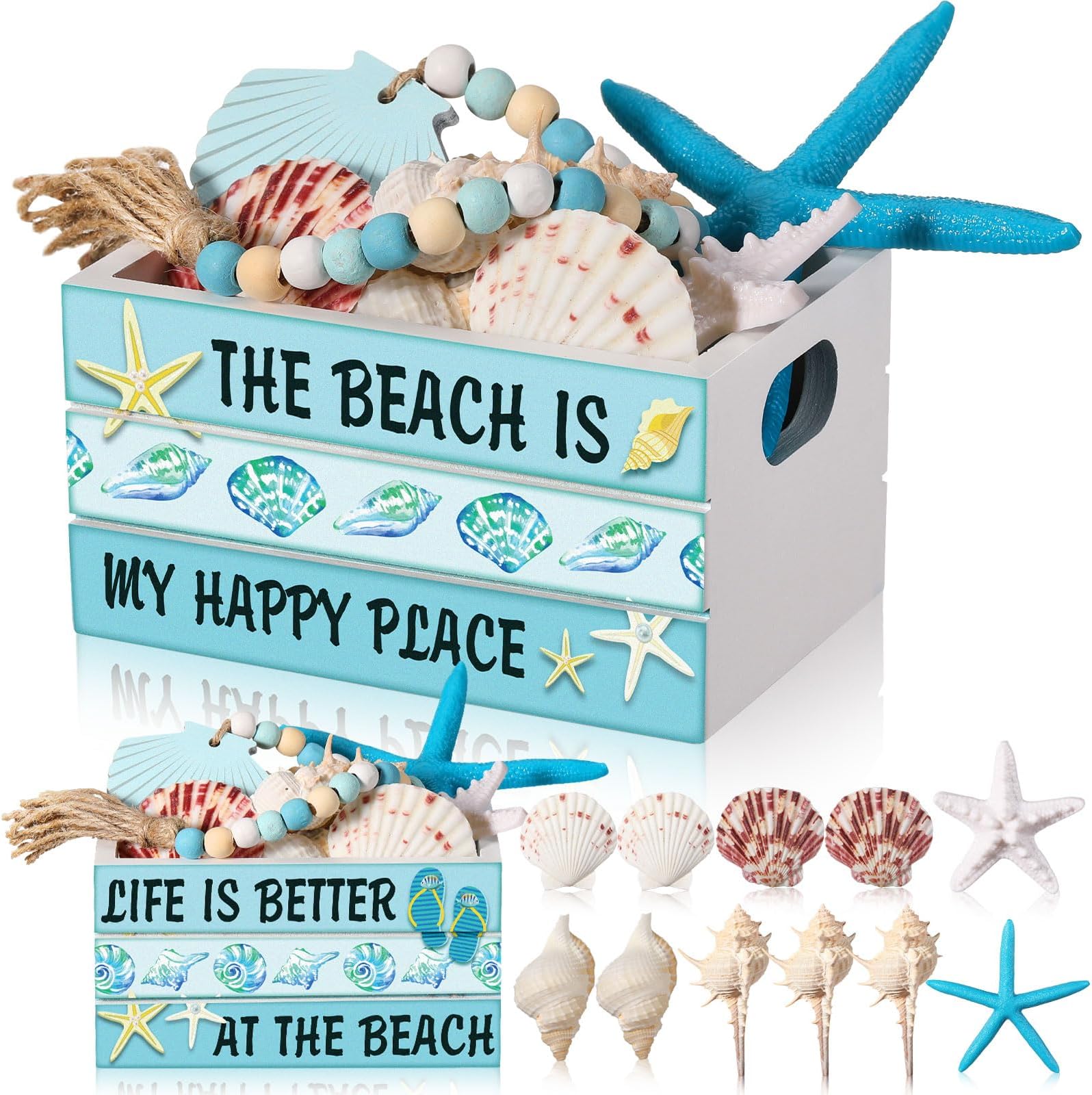 Amazon.com: 15 Pieces Summer Beach Tiered Tray Decor Set Farmhouse ...