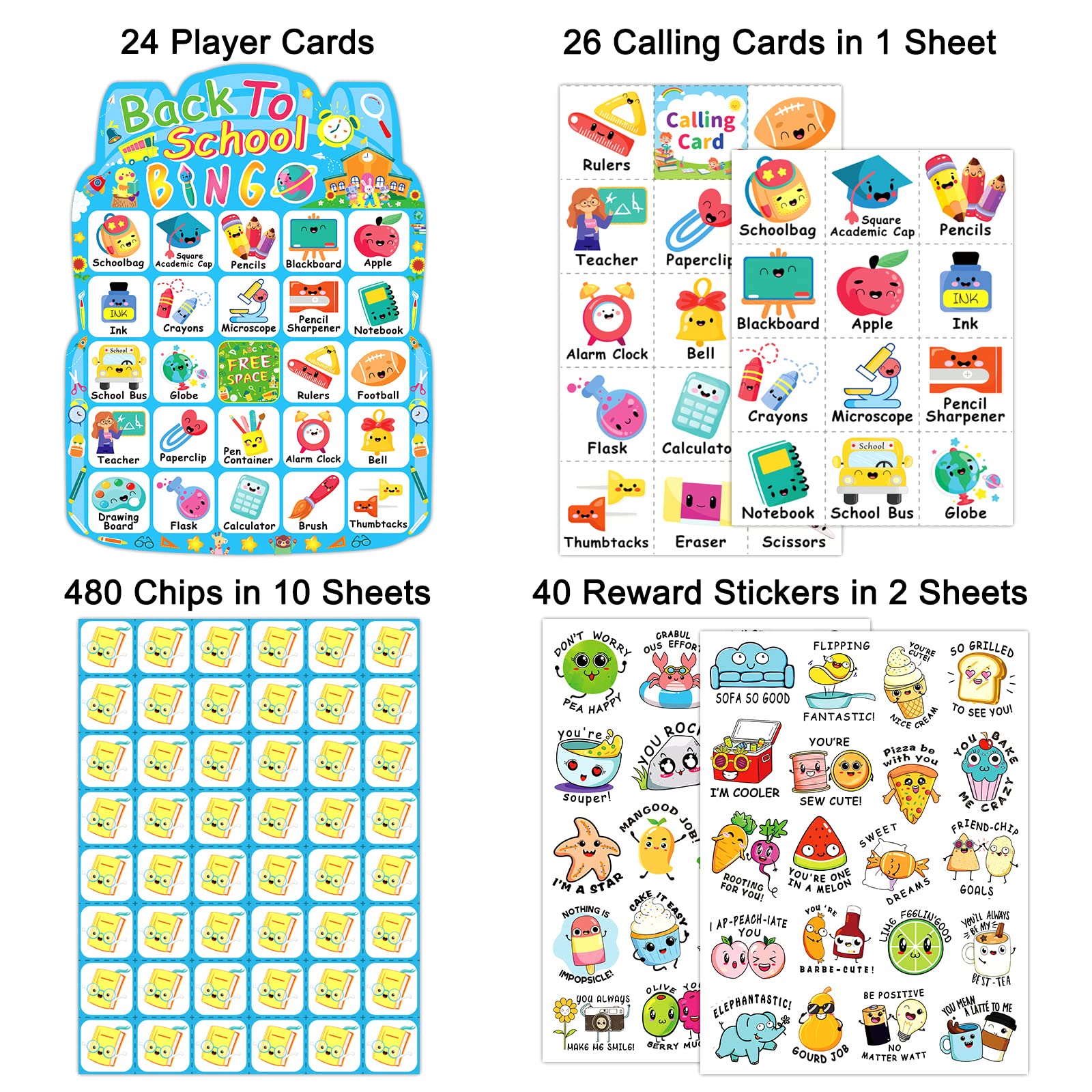 Snapklik.com : Back To School Bingo Games For Family Kids Party Games ...