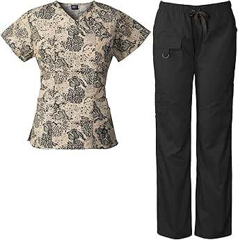 Amazon.com: Medgear Women’s Scrubs Set Multi-Pocket Top & Pants ...