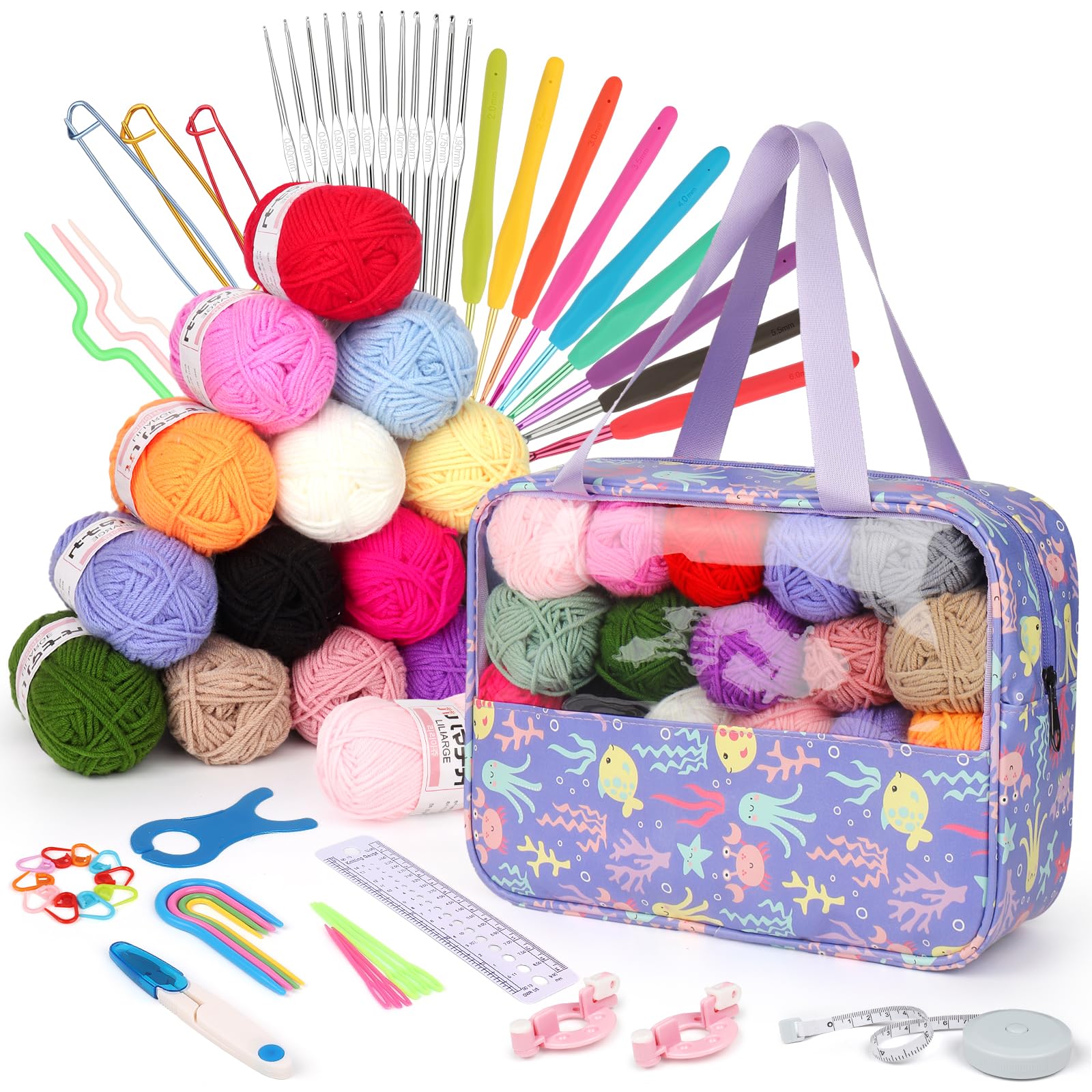 Reessy Crochet Kits for Beginners Adults, Complete Kids Crochet Set ...