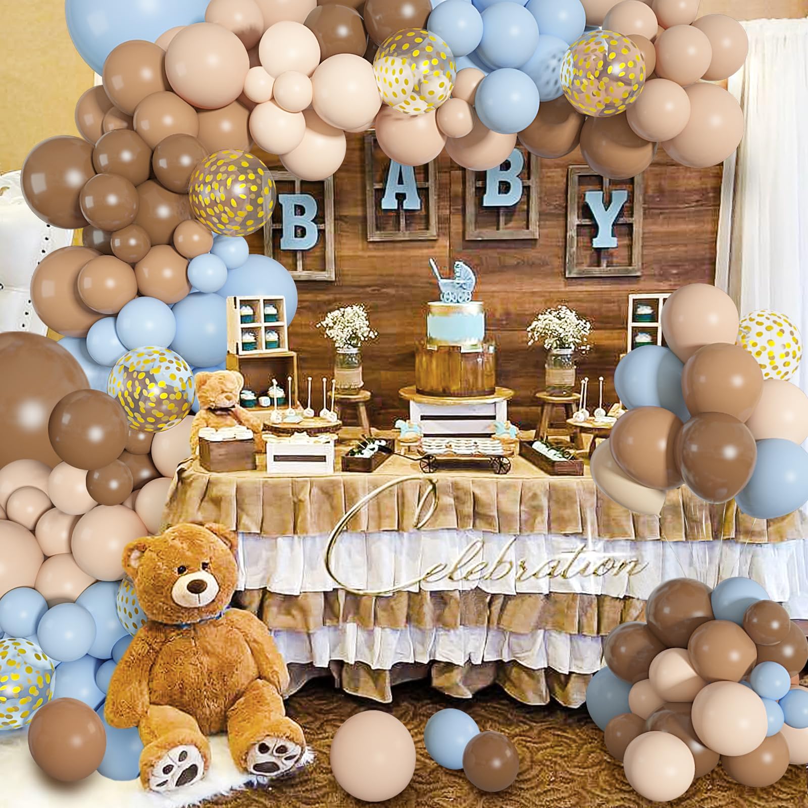 Baby Shower De Niño En Tonos Azules Y Marrones
