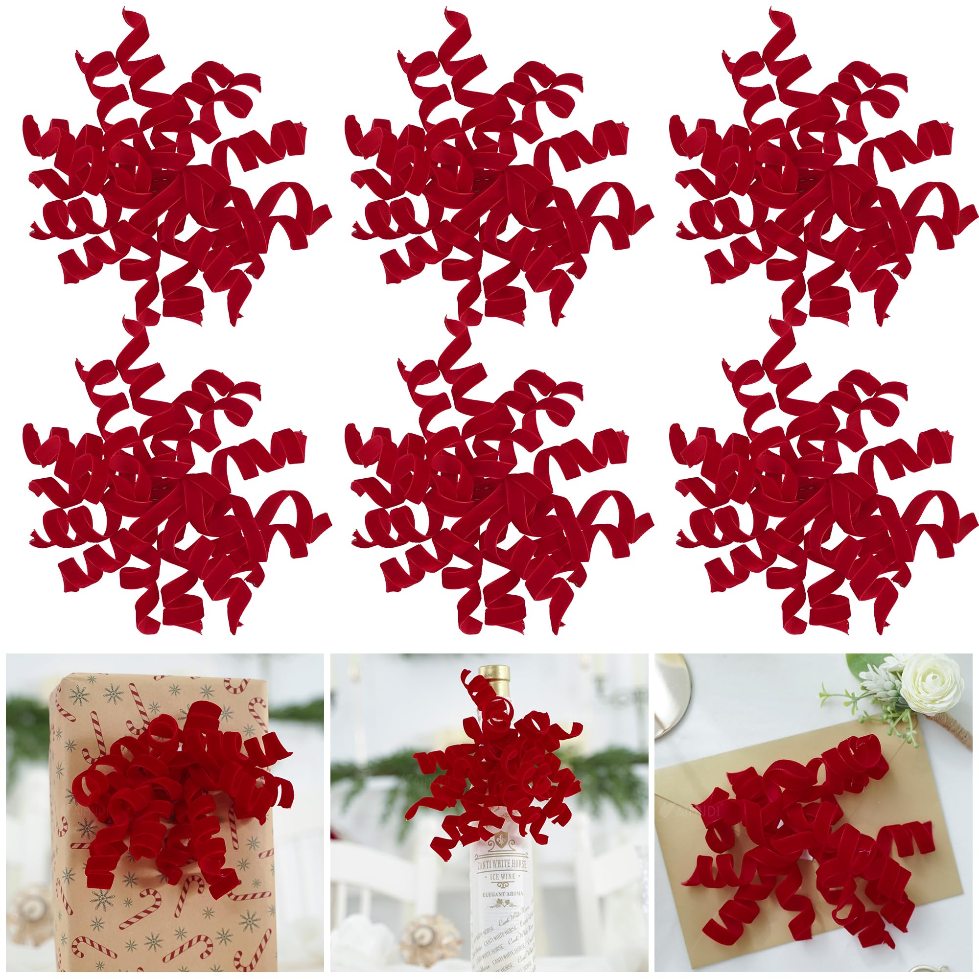 Amazon.com: AIMUDI Red Velvet Curly Bows for Gift Wrapping 6.5 ...