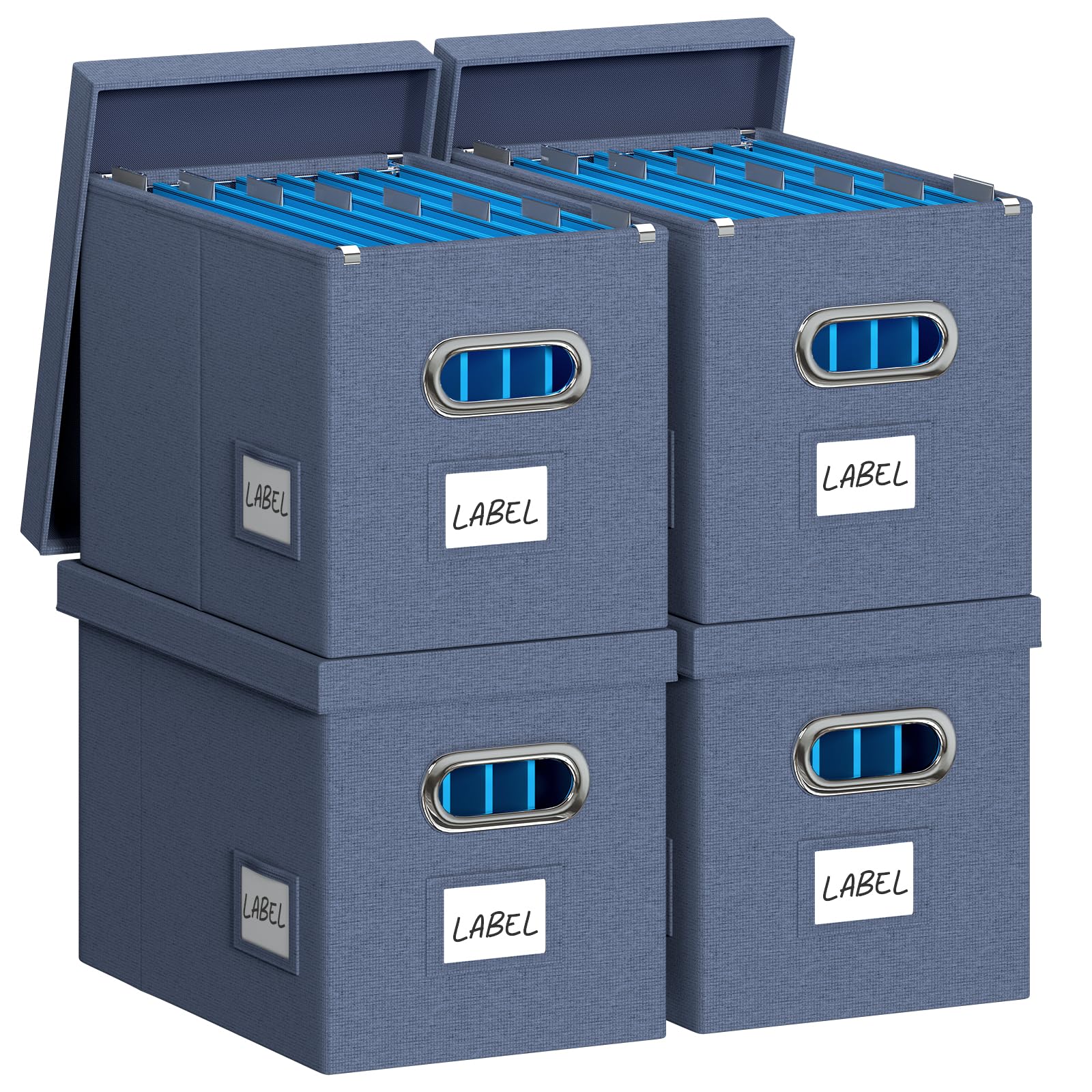 Amazon.com: DYWMM Hanging File Box with Lid, Set of 4 Filing Organizer ...