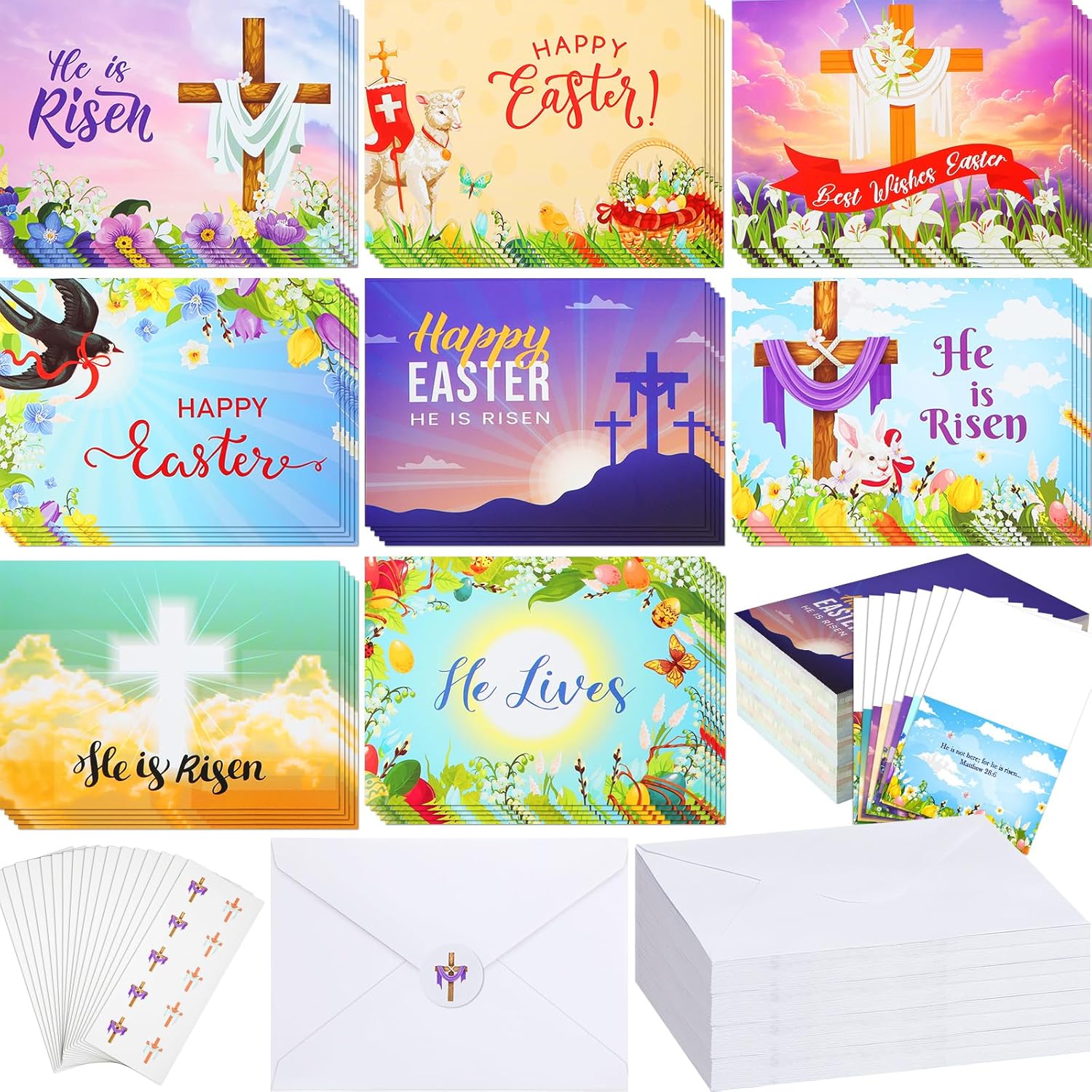 Amazon.com : Trandraft 120 Pack Religious Easter Cards Bulk Christian ...