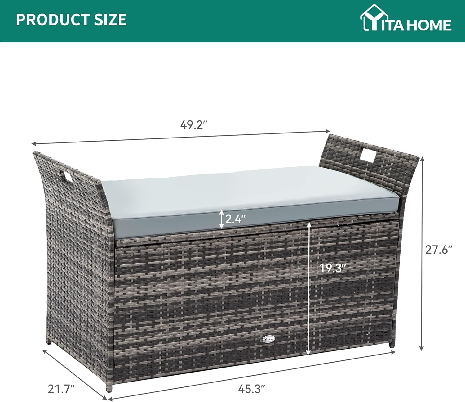 YITAHOME Banco de almacenamiento de mimbre para exteriores de 90 ...