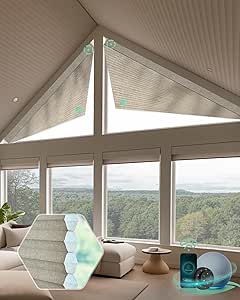 Amazon.com: Yoolax Smart Cellular Shades, Motorized Triangle Shaped Honeycomb Blinds Motorized ...
