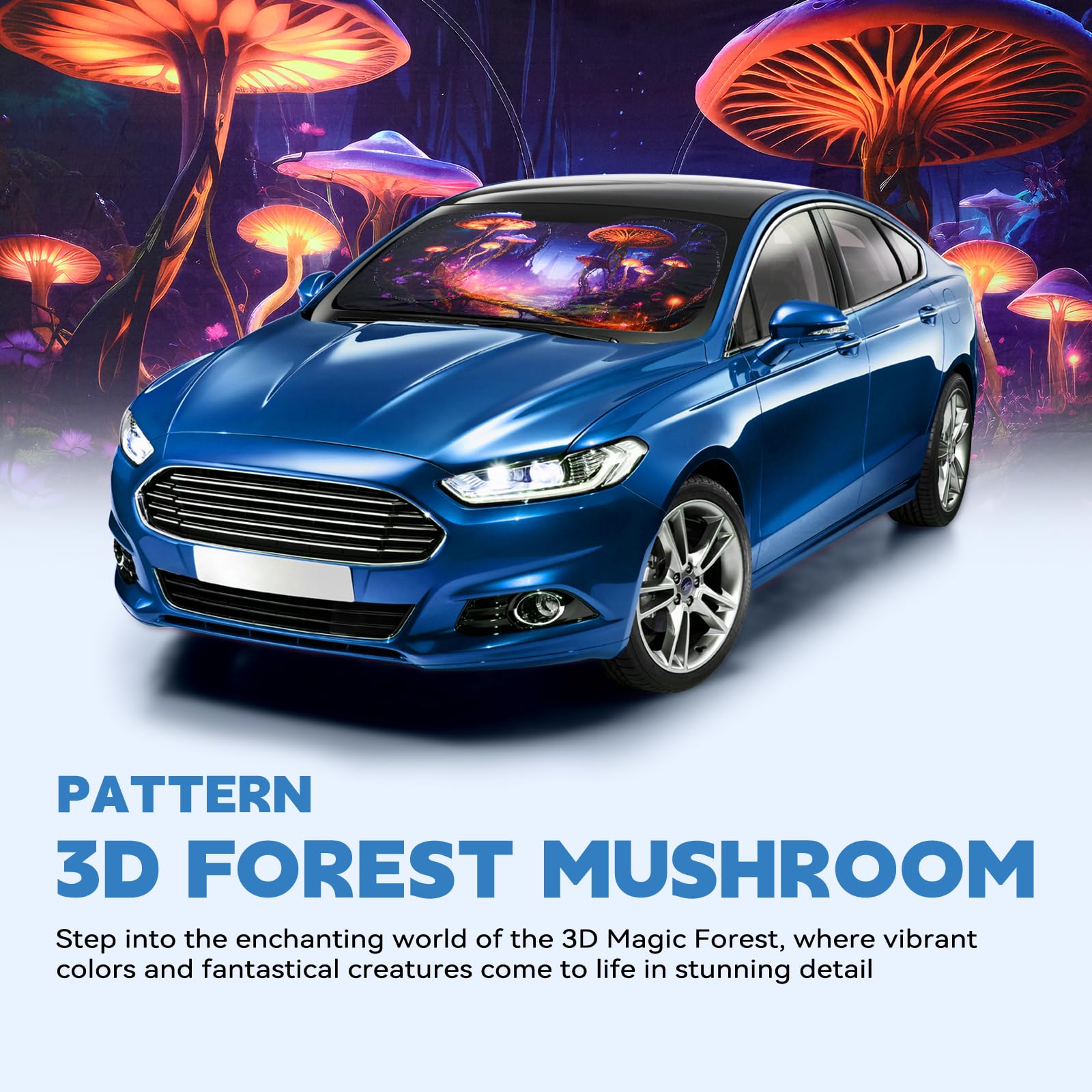 Snapklik.com : Windshield Sun Shade 3D Forest Mushroom, Front Car Window Shades For Front ...