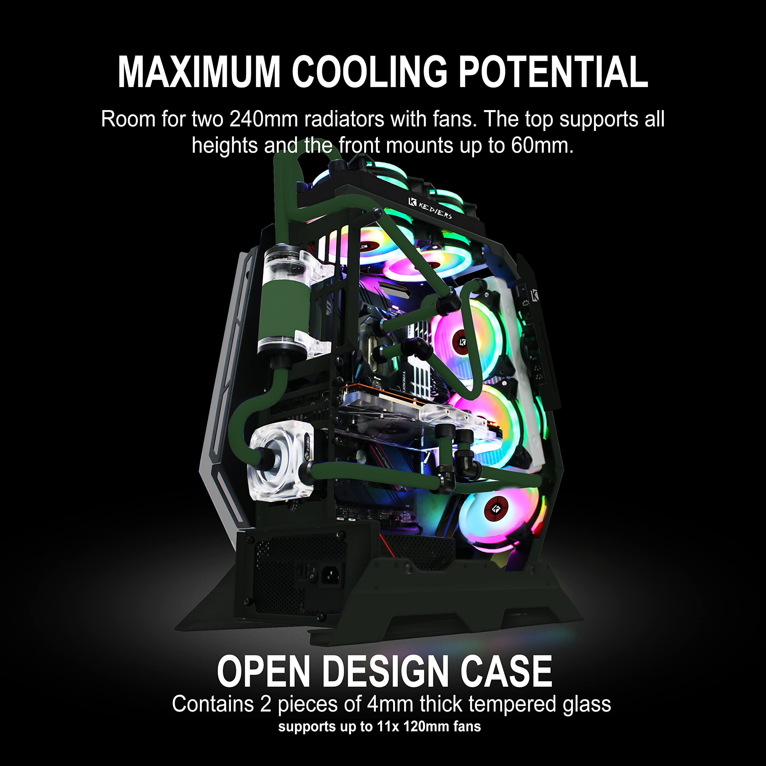Buy KEDIERS PC Case - ATX Tower Tempered Glass Gaming Computer Open ...
