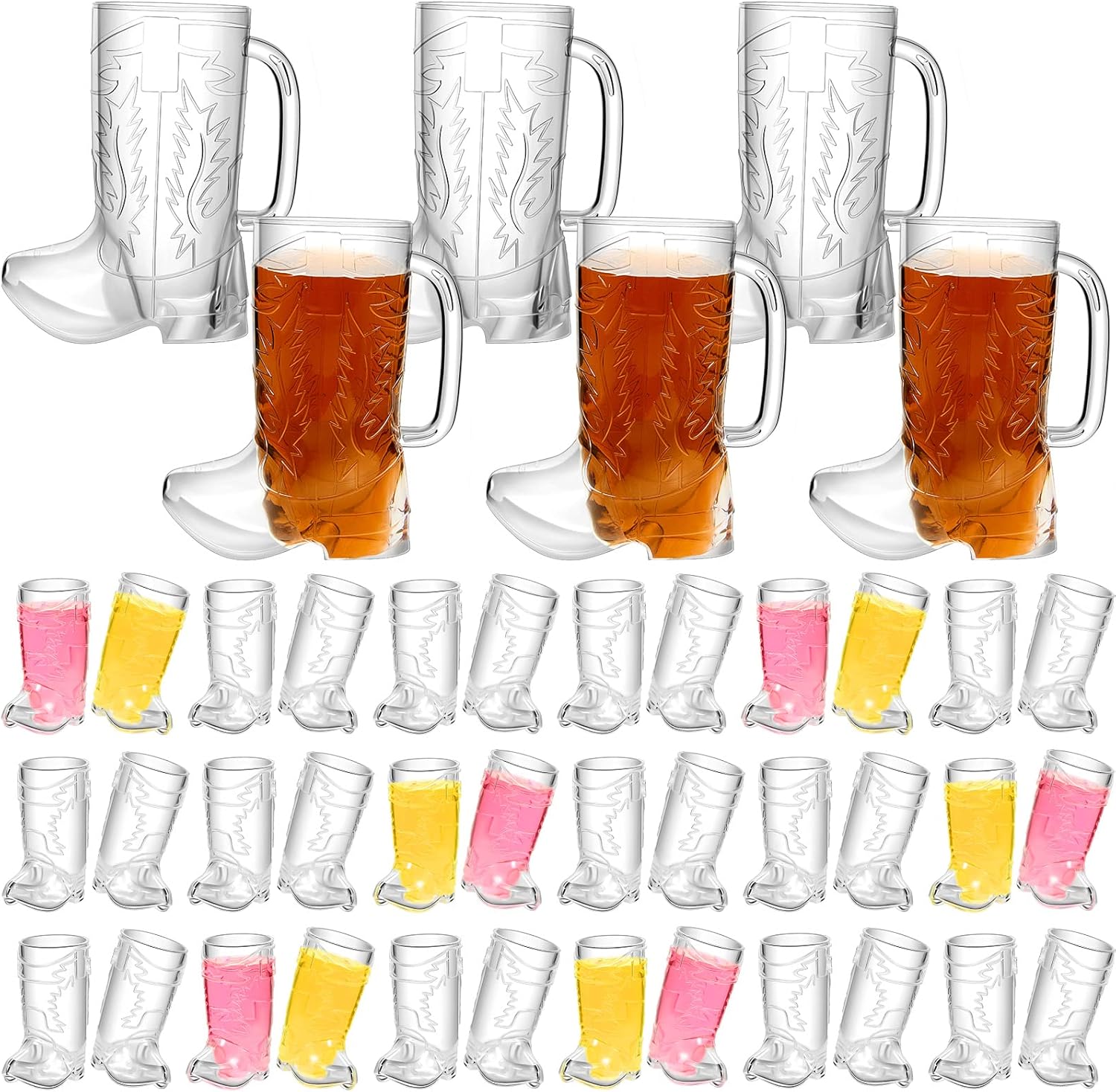 Amazon.com | 42 Pieces Cowboy Boot Cups 1 oz Shot Glasses and 17 oz Big ...