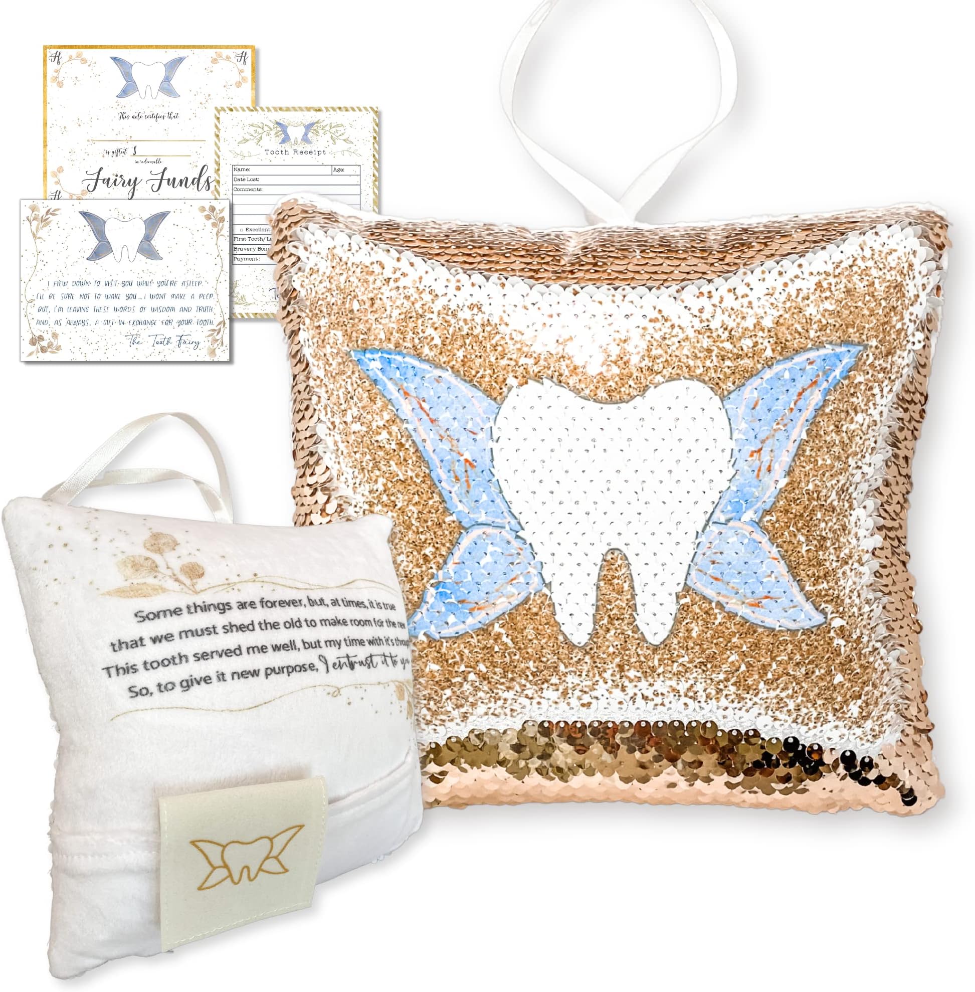 Amazon.com: Malihome Tooth Fairy Pillow with Pocket for Girls and Boys ...