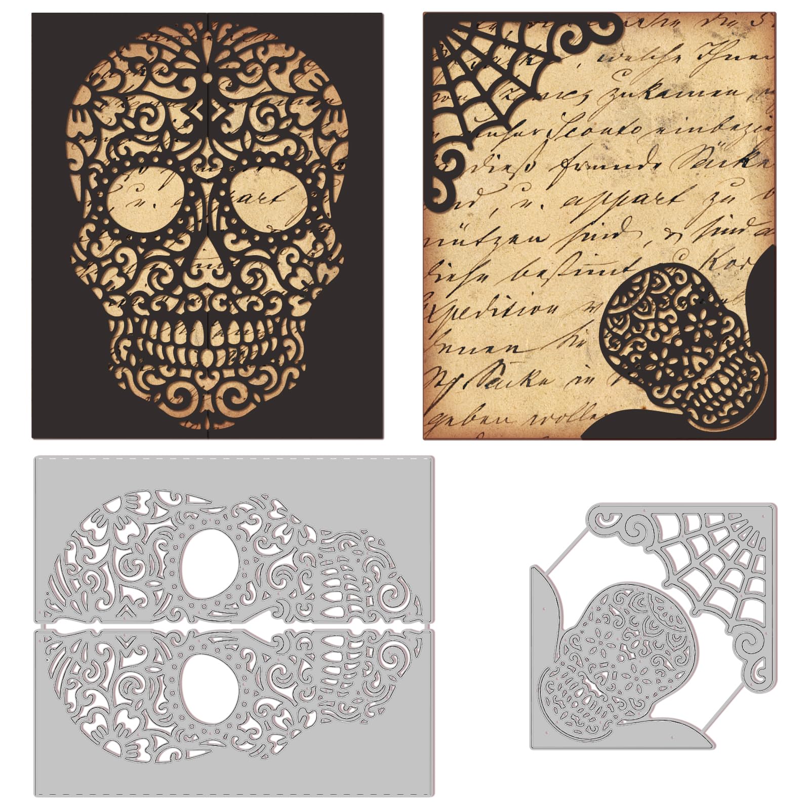 Amazon.com: INFUNLY 2PCS Skull Dies for Card Making Halloween Skull ...