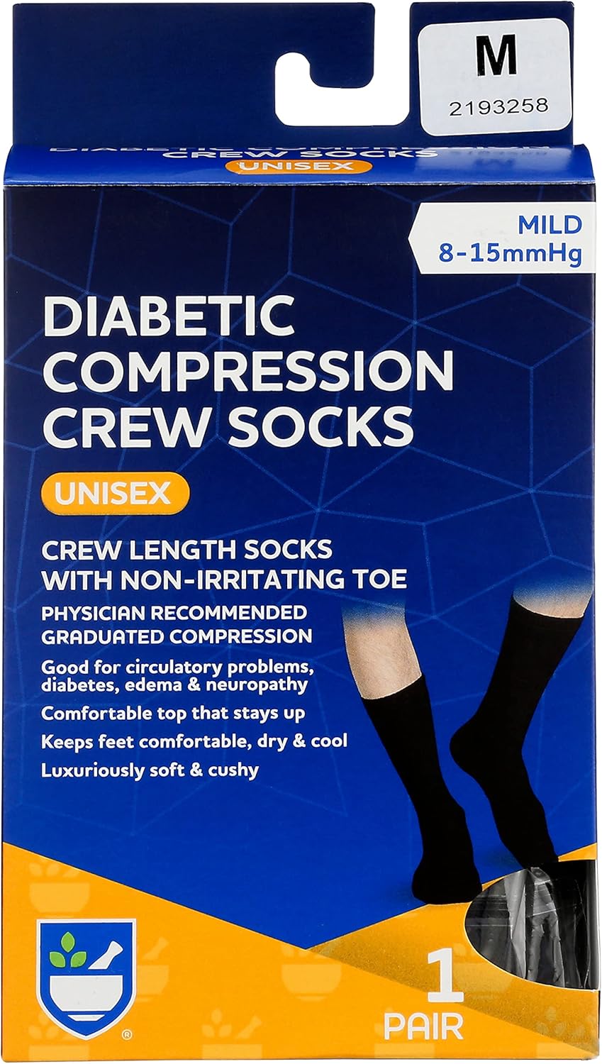 Amazon.com: Rite Aid, Uni-Sex Diabetic Crew Sock, 1 Count : Health ...