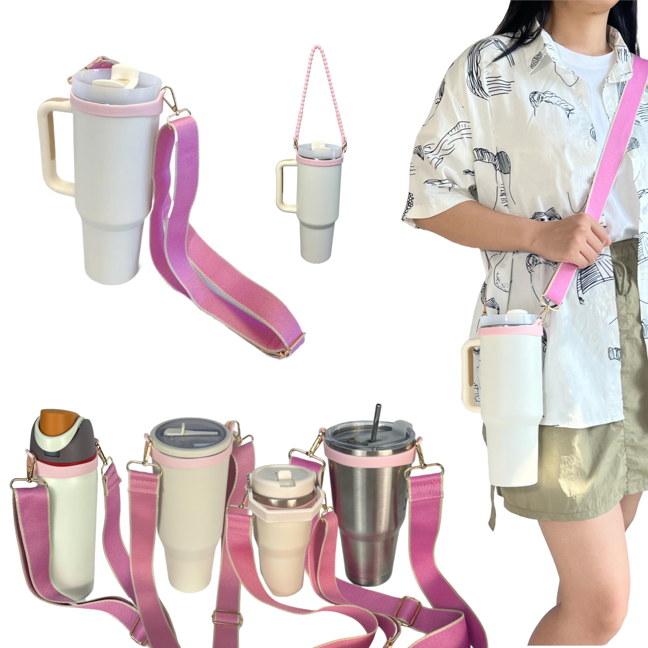 Amazon.com: Removable Water Bottle Carrier Strap For Stanley Cup 40/30 ...