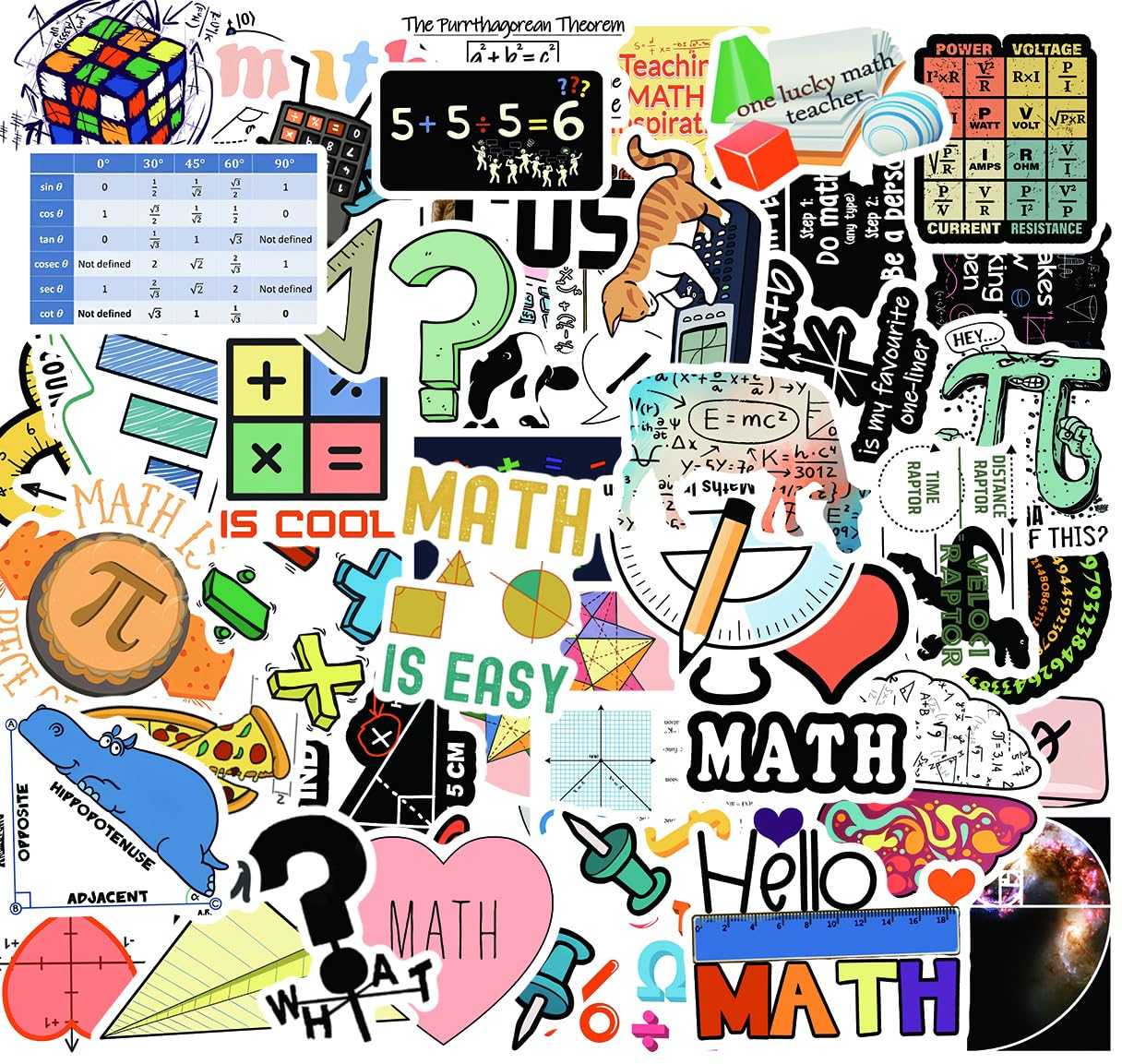 Amazon.com: 50 Pcs Math Stickers for Students Teachers Water Bottles ...