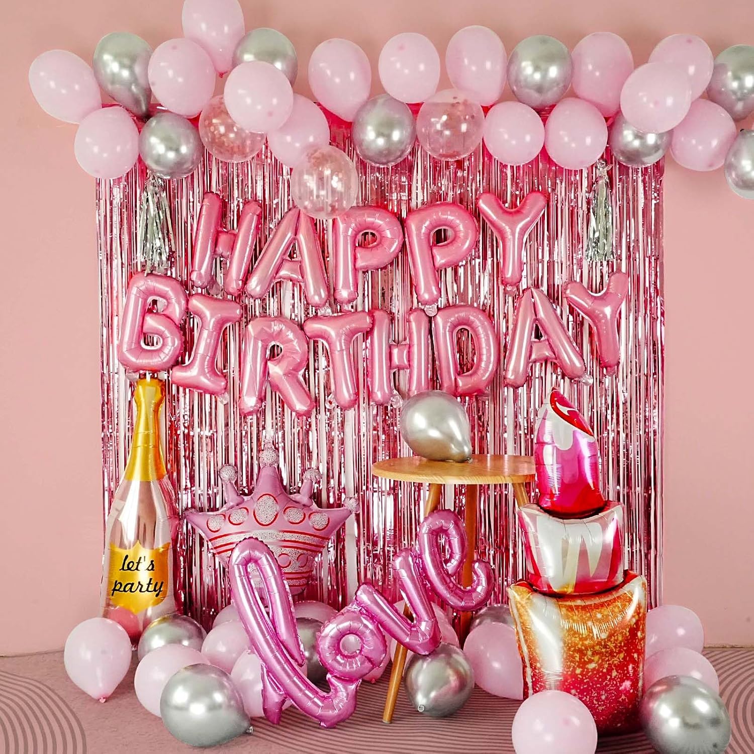 Amazon.com: Pink Birthday Decorations For Women Girl,Happy Birthday ...