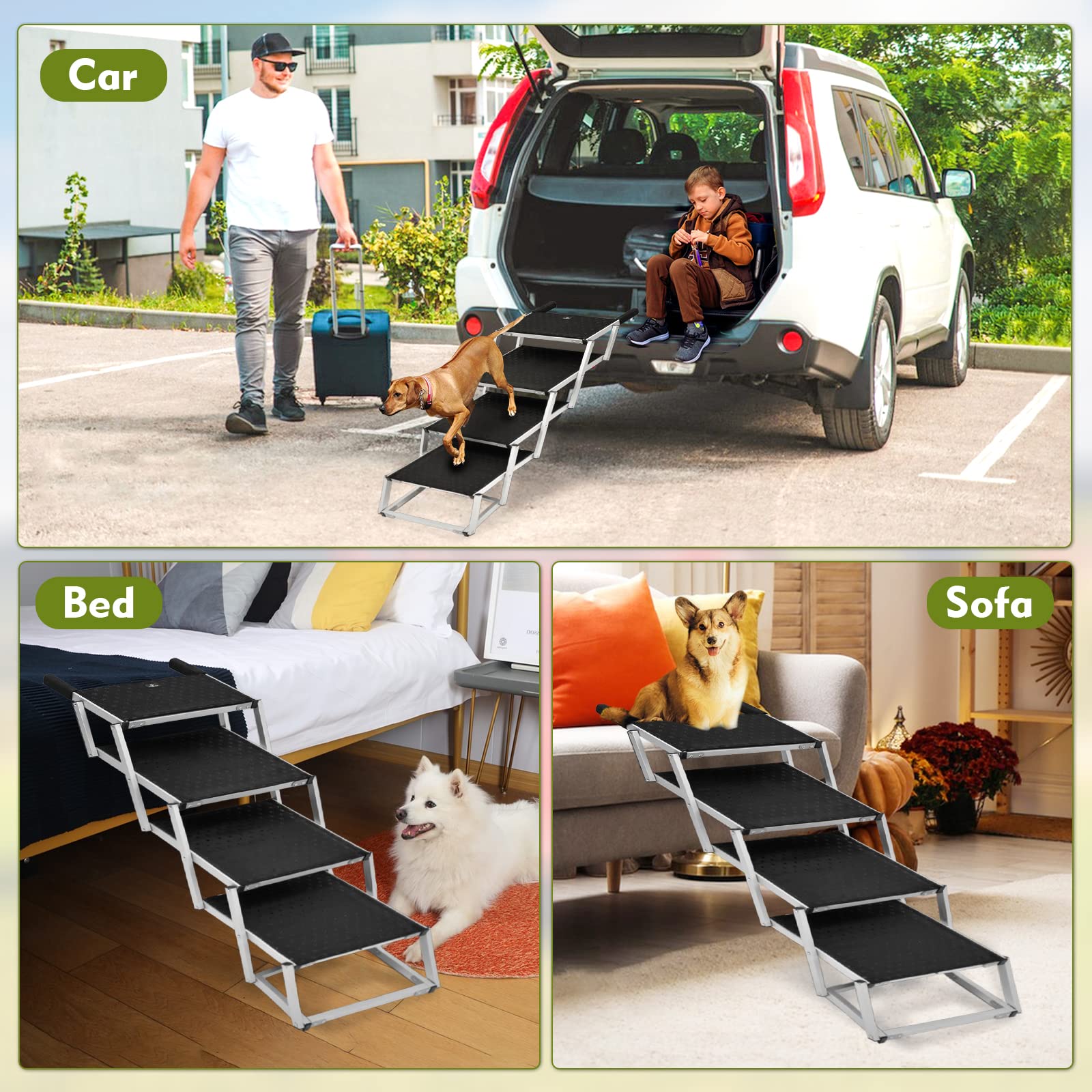 Joyrally Upgraded Dog Car Stair for Large Dogs,Lightweight Aluminum ...