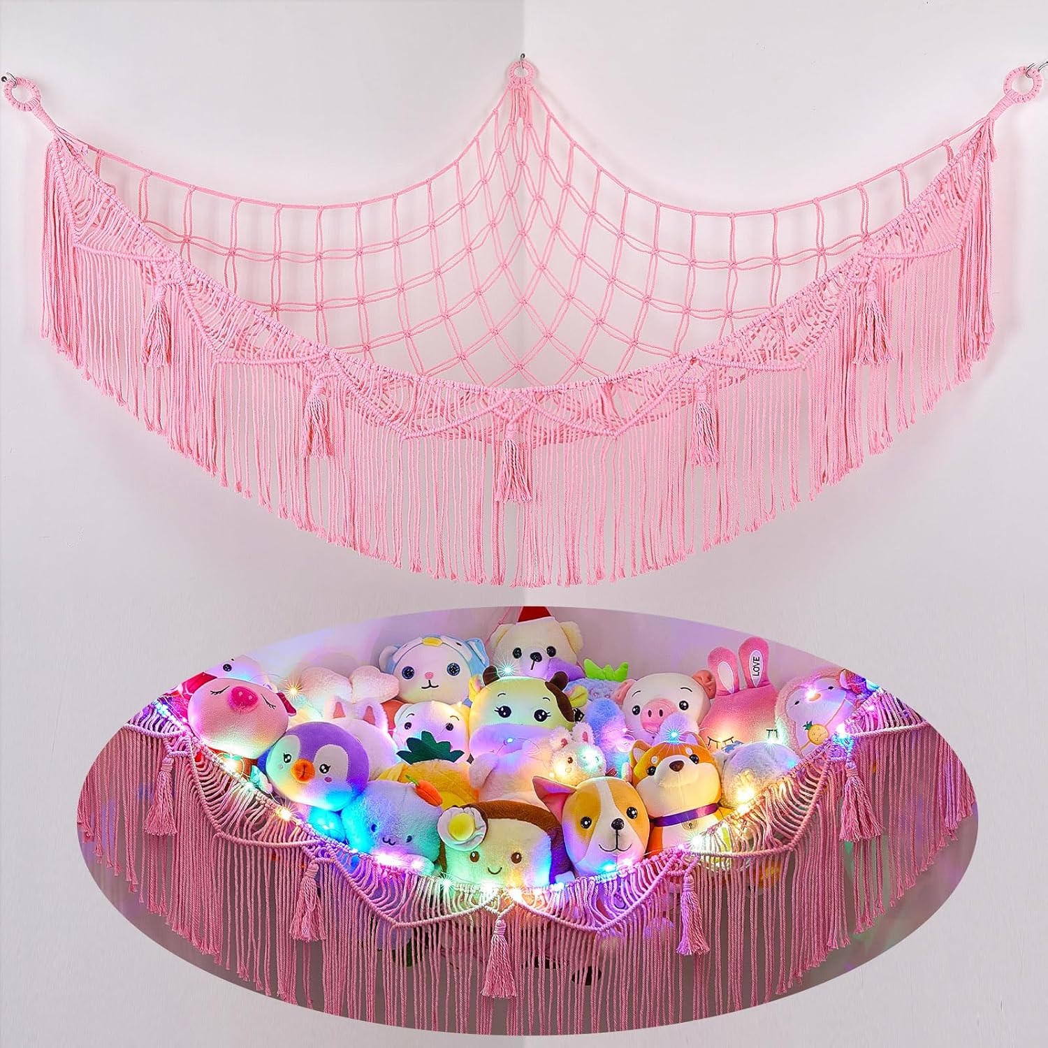 Amazon.com : Basumee Stuffed Animals Hammock with LED Light Corner ...