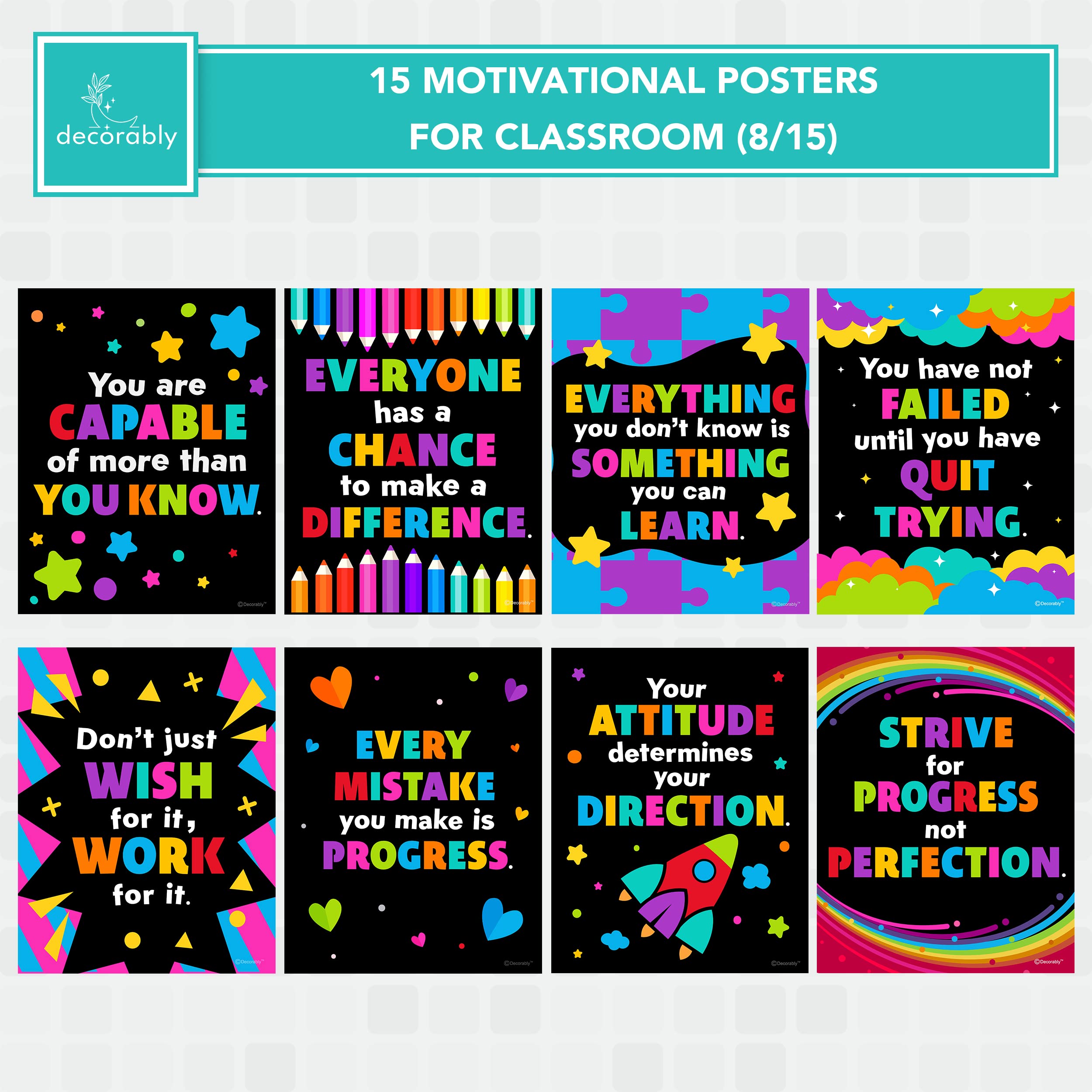 Snapklik.com : Decorably 15 Chalkboard Motivational Posters For ...