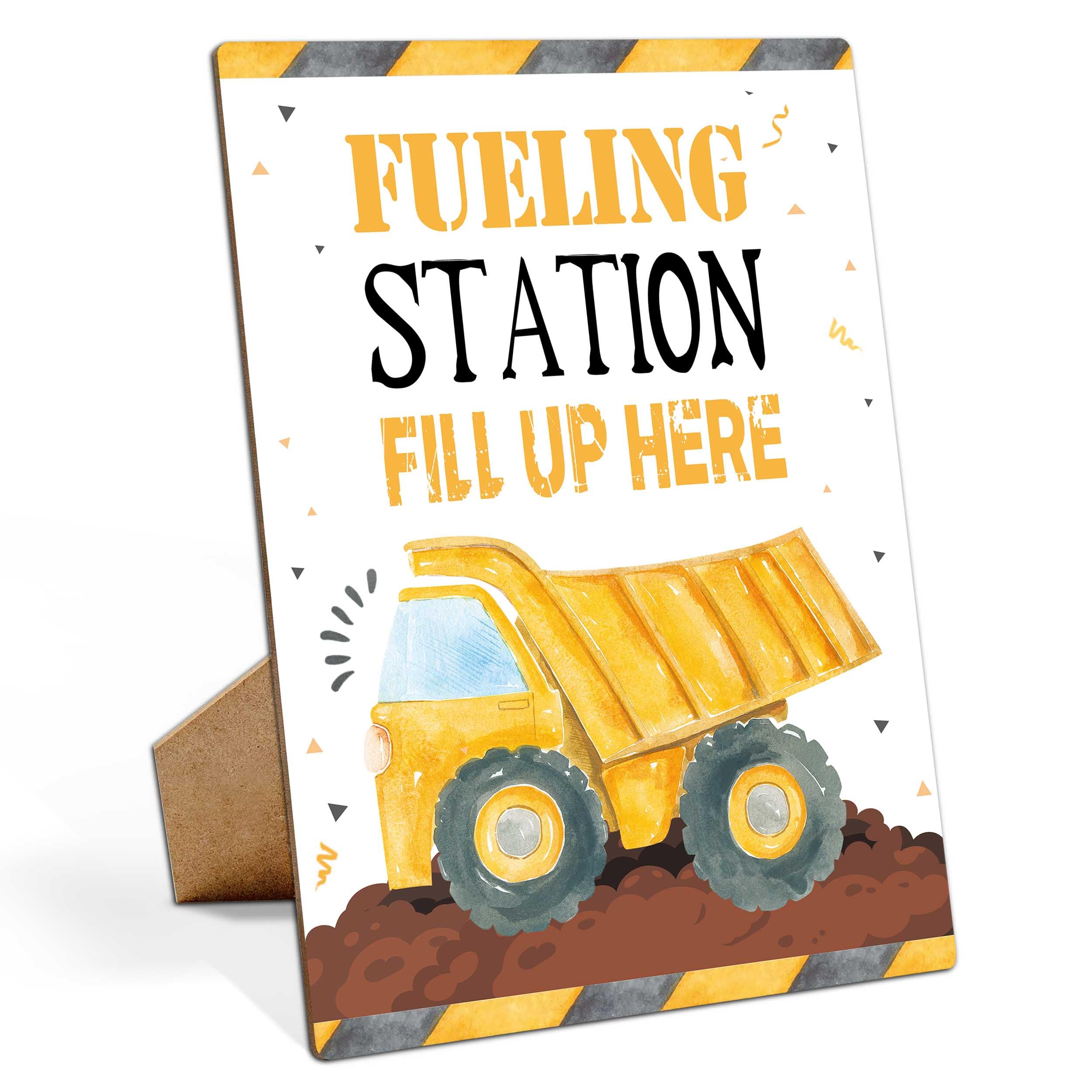 Amazon.com: Construction Birthday Party Sign, Fueling Station Sign ...