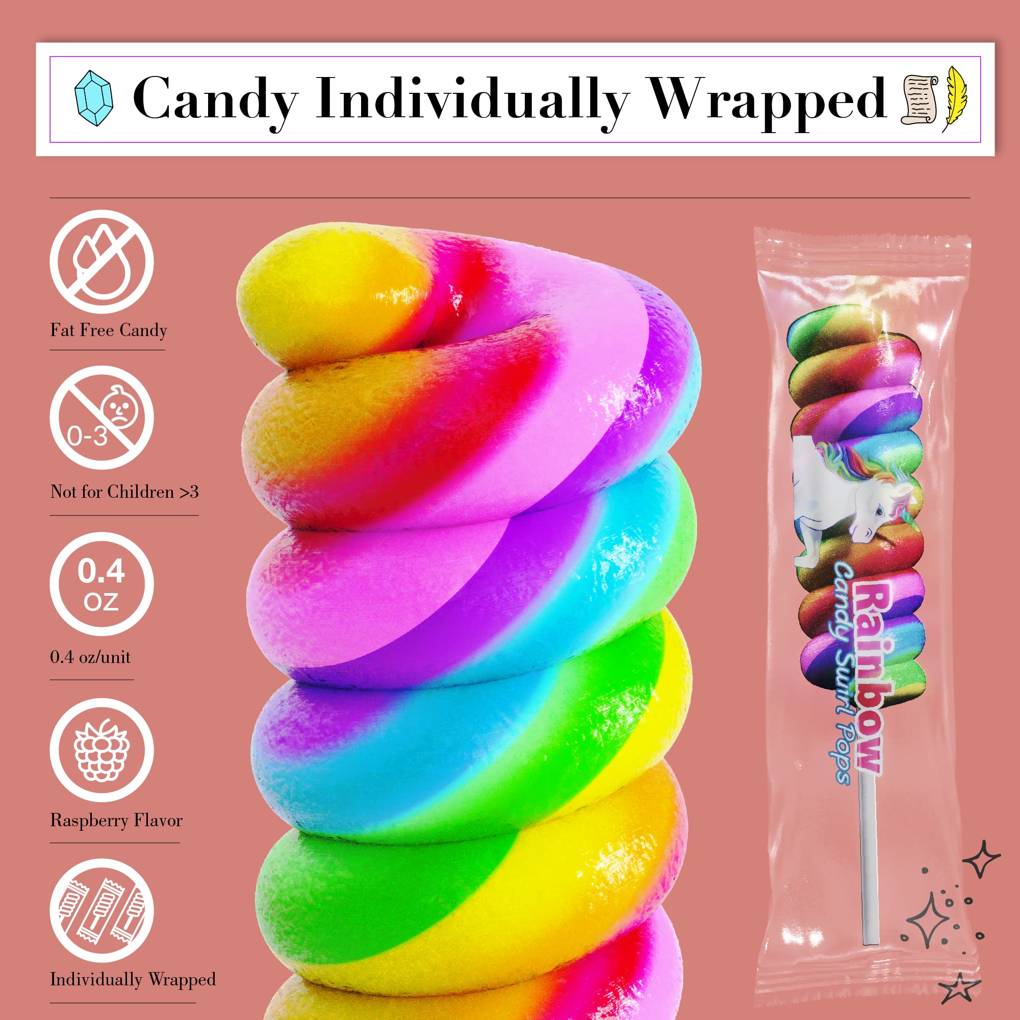 Snapklik.com : Unicorn Candy Swirl Lollipops Individually Wrapped 20pk ...