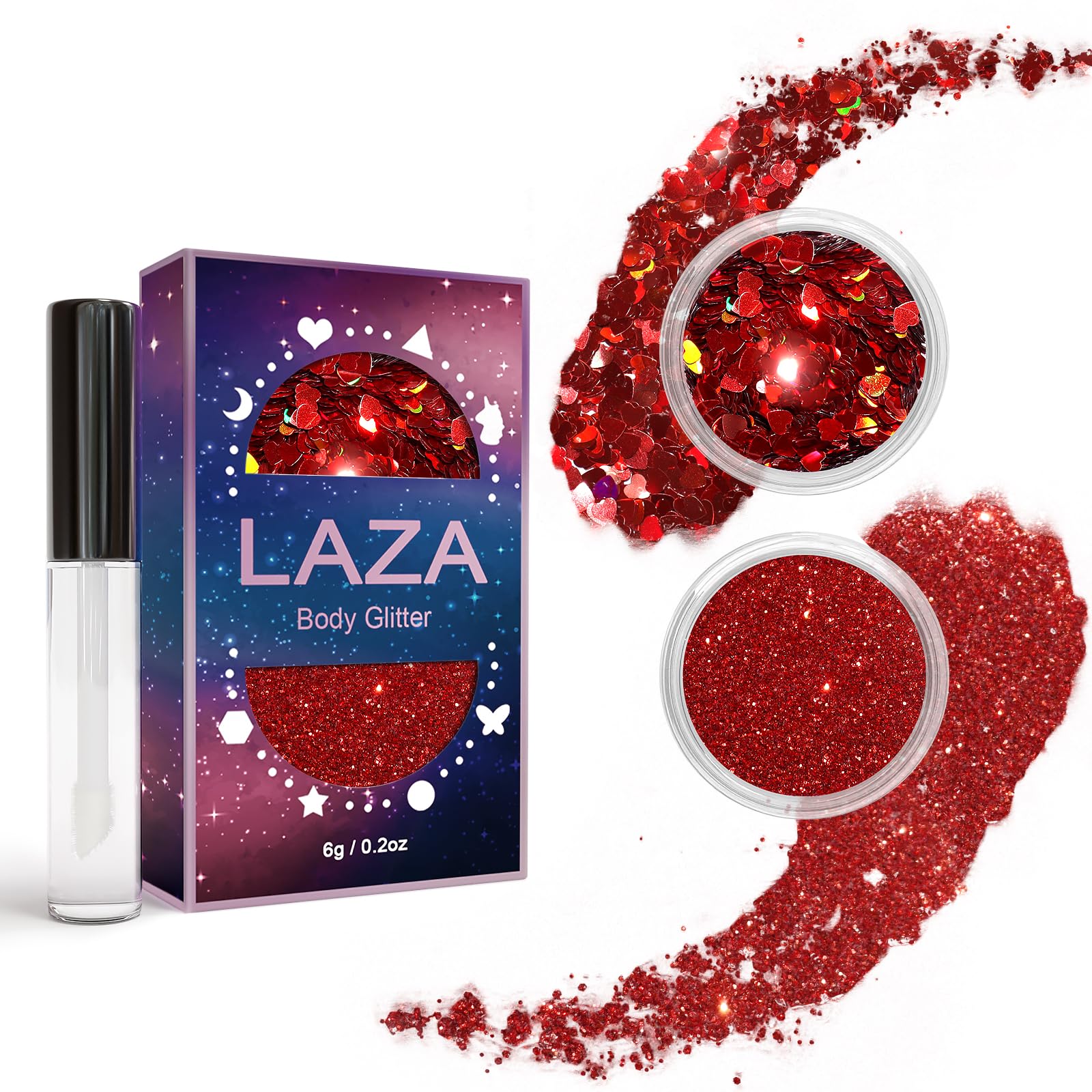 Amazon.com: Laza 2 Jars Body Glitter for Valentine’s Day Hair ...