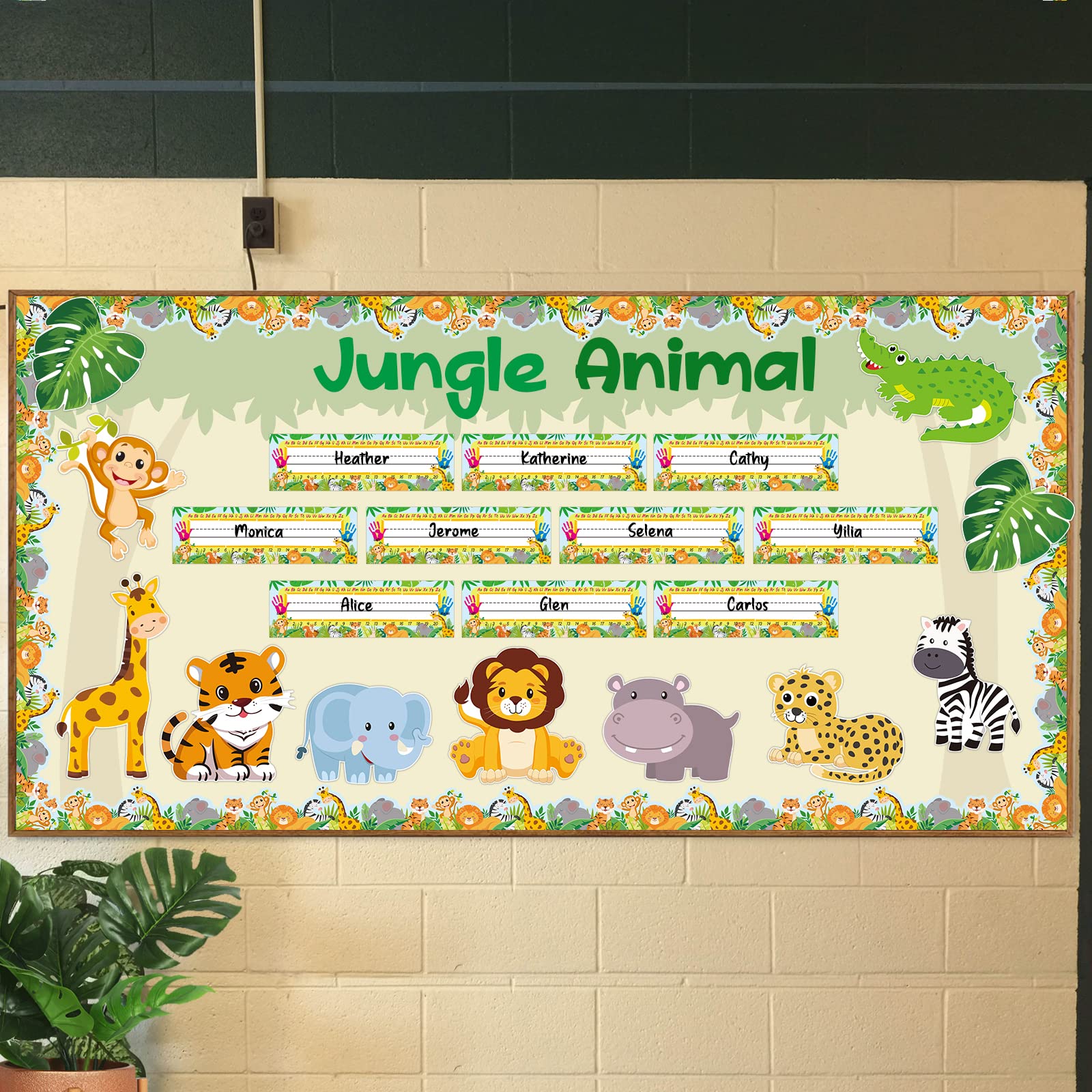Snapklik.com : 50 Pack Safari Animals Desk Name Tags Classroom Nameplates