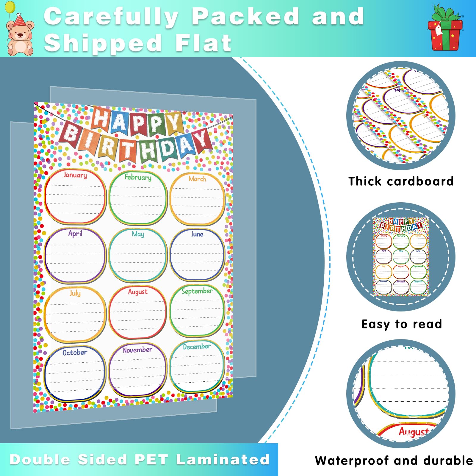 Chalk Board Calendar For Wall Birthday Chart For Classroom - Confetti ...