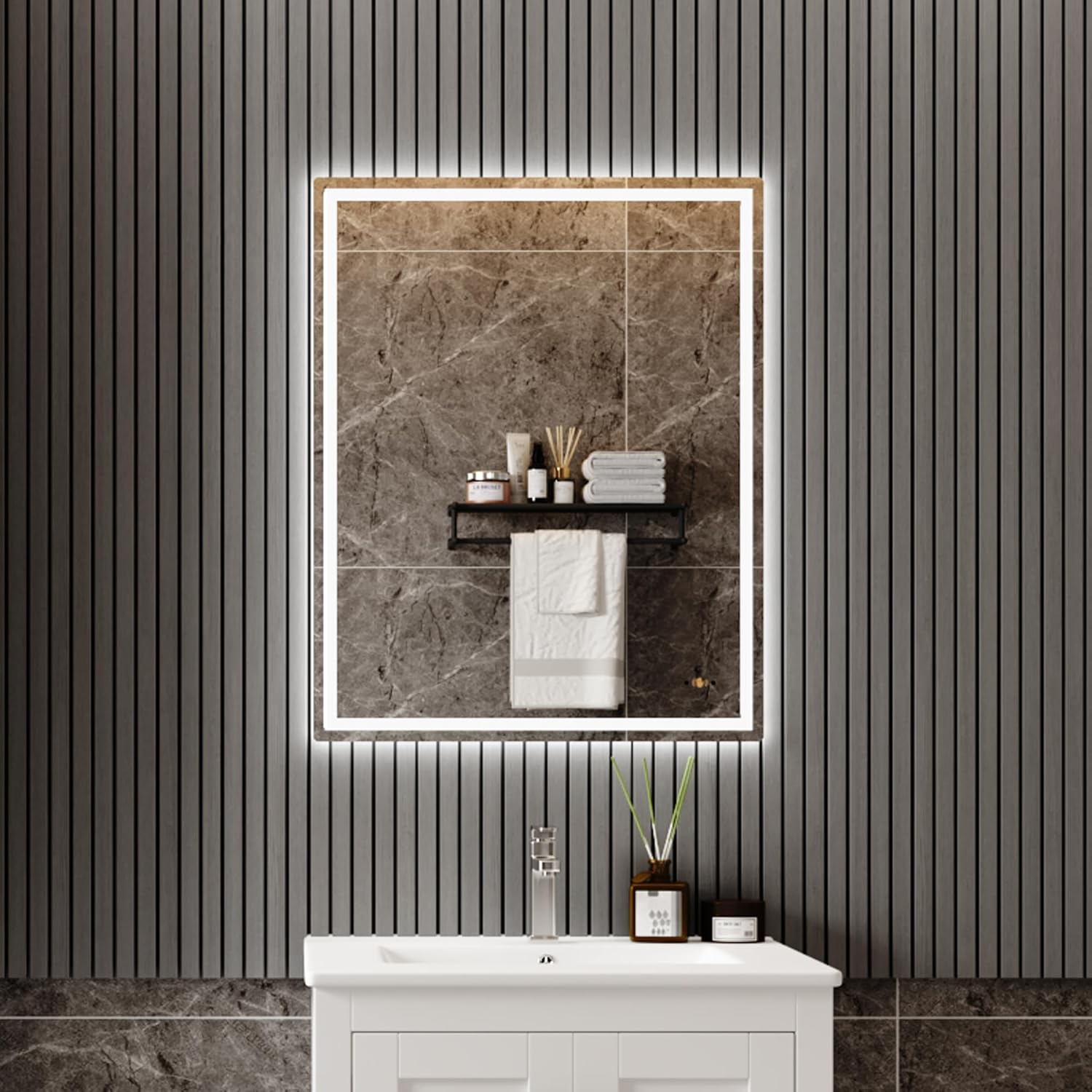 Amazon.com: CBDOIT 24 x 30 Inch LED Light Bathroom Mirror with Hand ...
