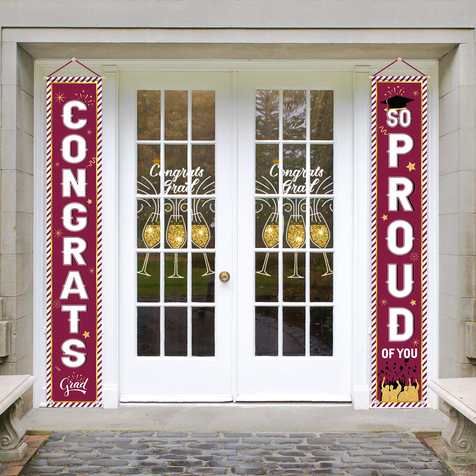 Buy Whaline Graduation Porch Sign Congrats Grad Door Sign So Proud of ...