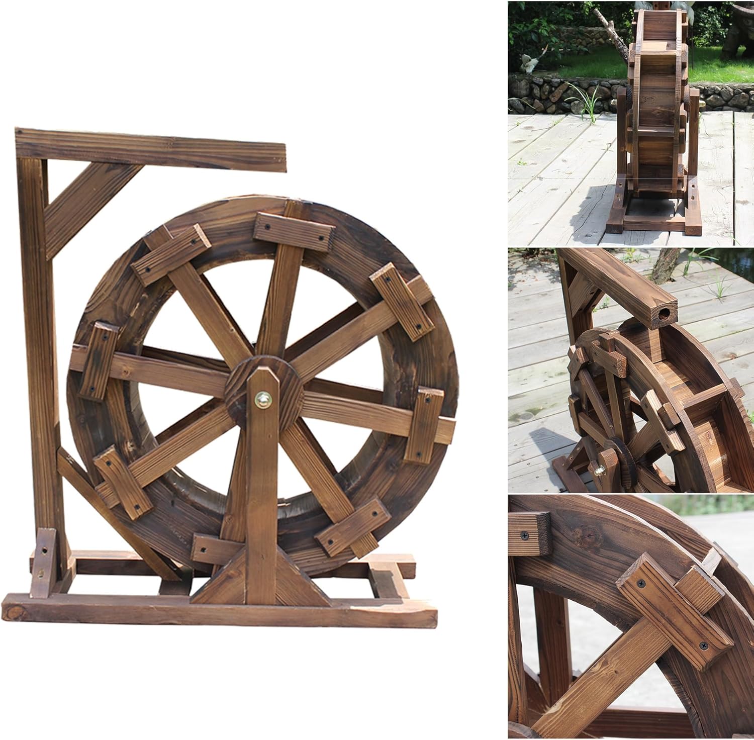 Amazon.com: Wood Waterwheel Water Wheel Fountain, Garden Yard Pool ...
