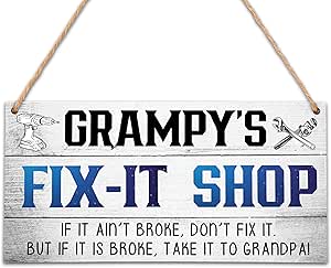 Amazon.com: GRAMPY'S FIX-IT SHOP Vintage Garage Signs, 6" x12" Printed ...