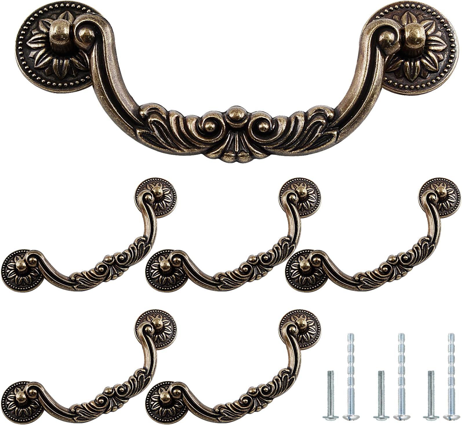 Kyuionty 6 Pack Drop Drawer Handles, 3-3/4 Inch Hole Center Bail ...