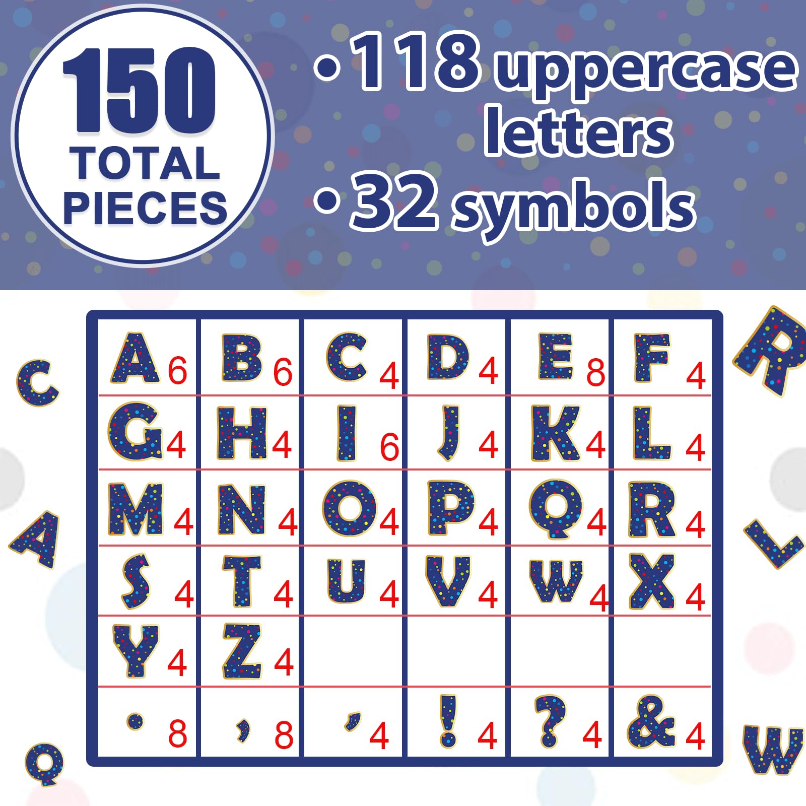 Snapklik.com : 150 PCS Large 6" Bulletin Board Letters Set, Blue