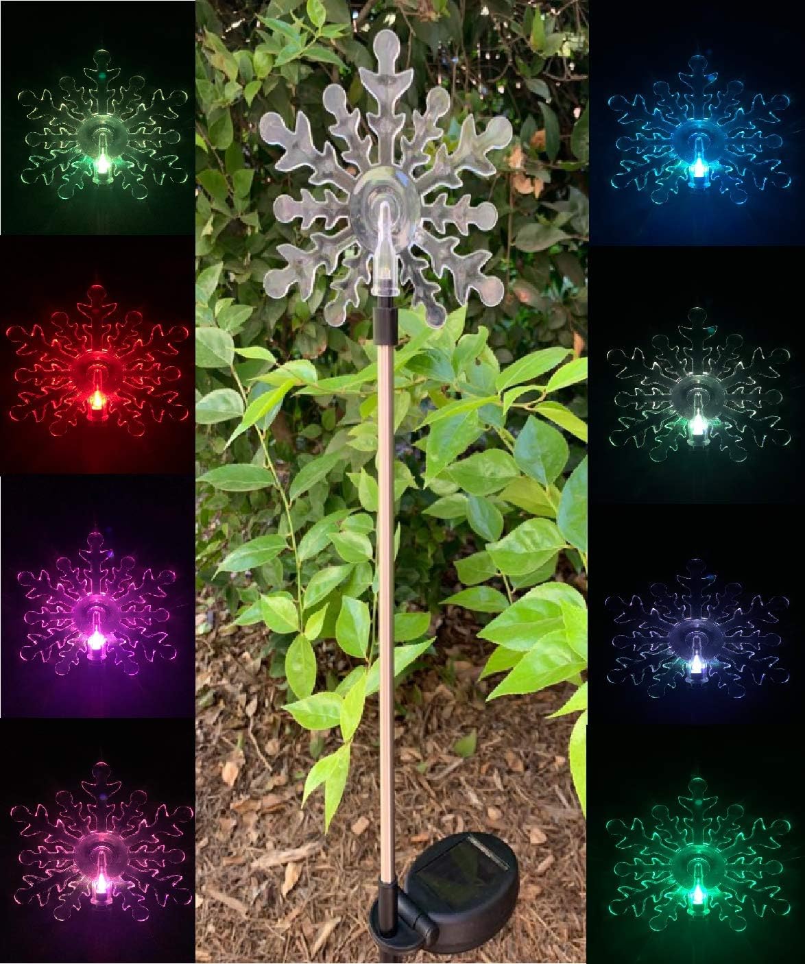 RELIGHTABLE Solar Powered Garden Stake LED Light, Set of 2 (Flat X2 ...