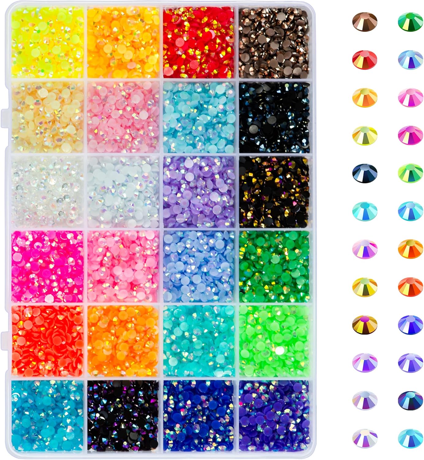 Liiouer 24 Colors Jelly Rhinestones Flatback Bulk, 4mm Colored ...