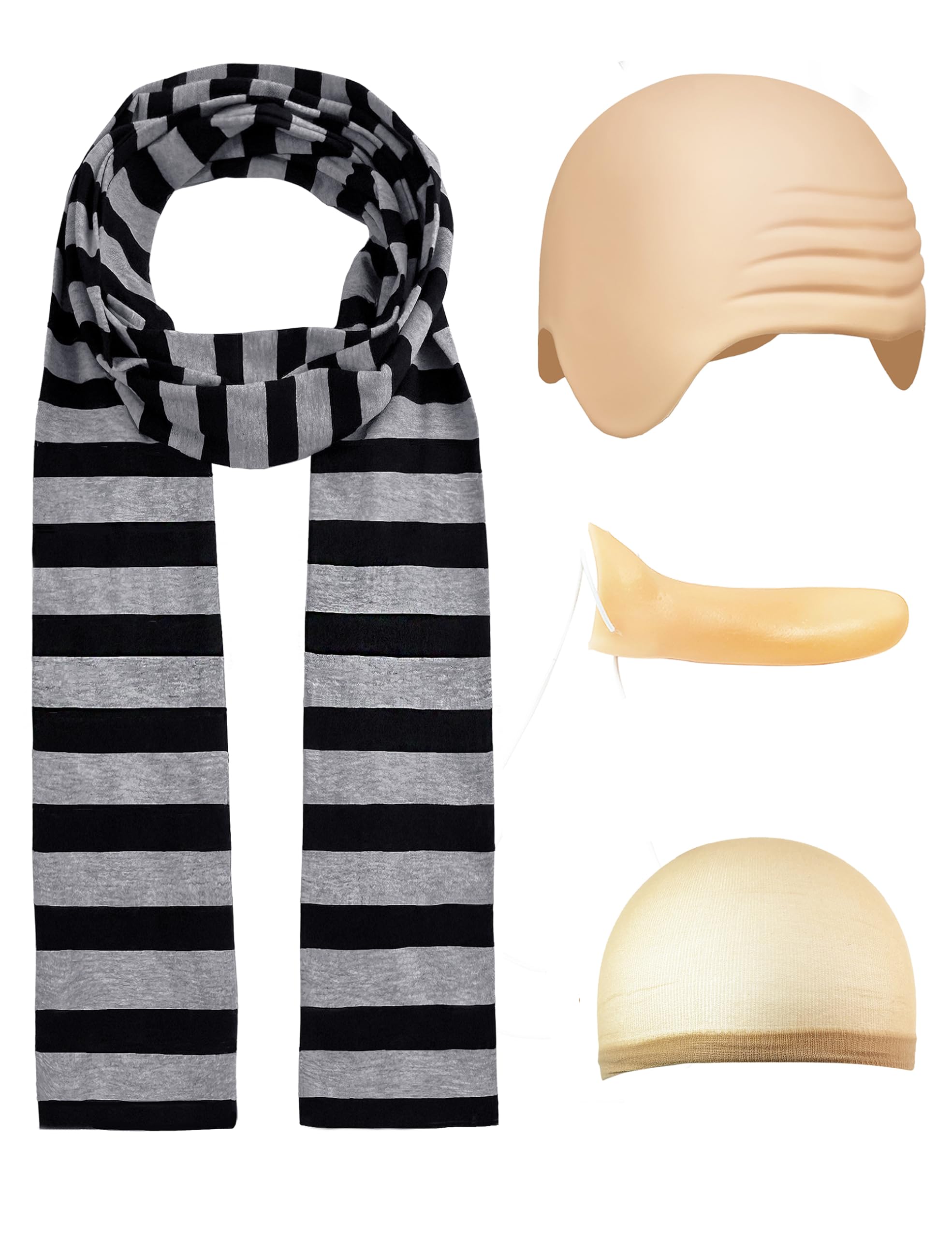 Amazon.com: Dokiory 5 Pcs Costume Accessories for Adult, Bald Cap Scarf ...