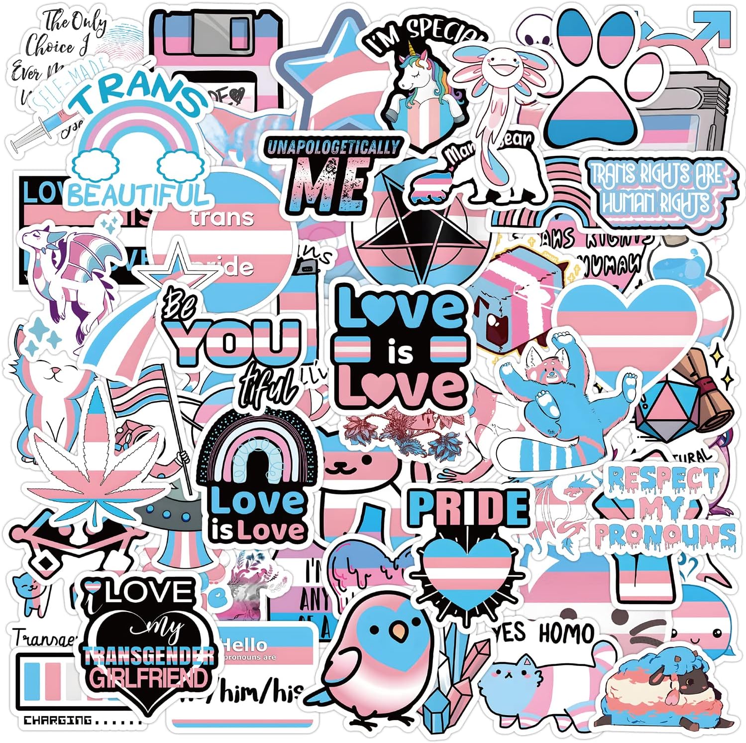 Amazon.com: AGGKKY Transgender Pride Stickers, 124 PCS Transgender ...