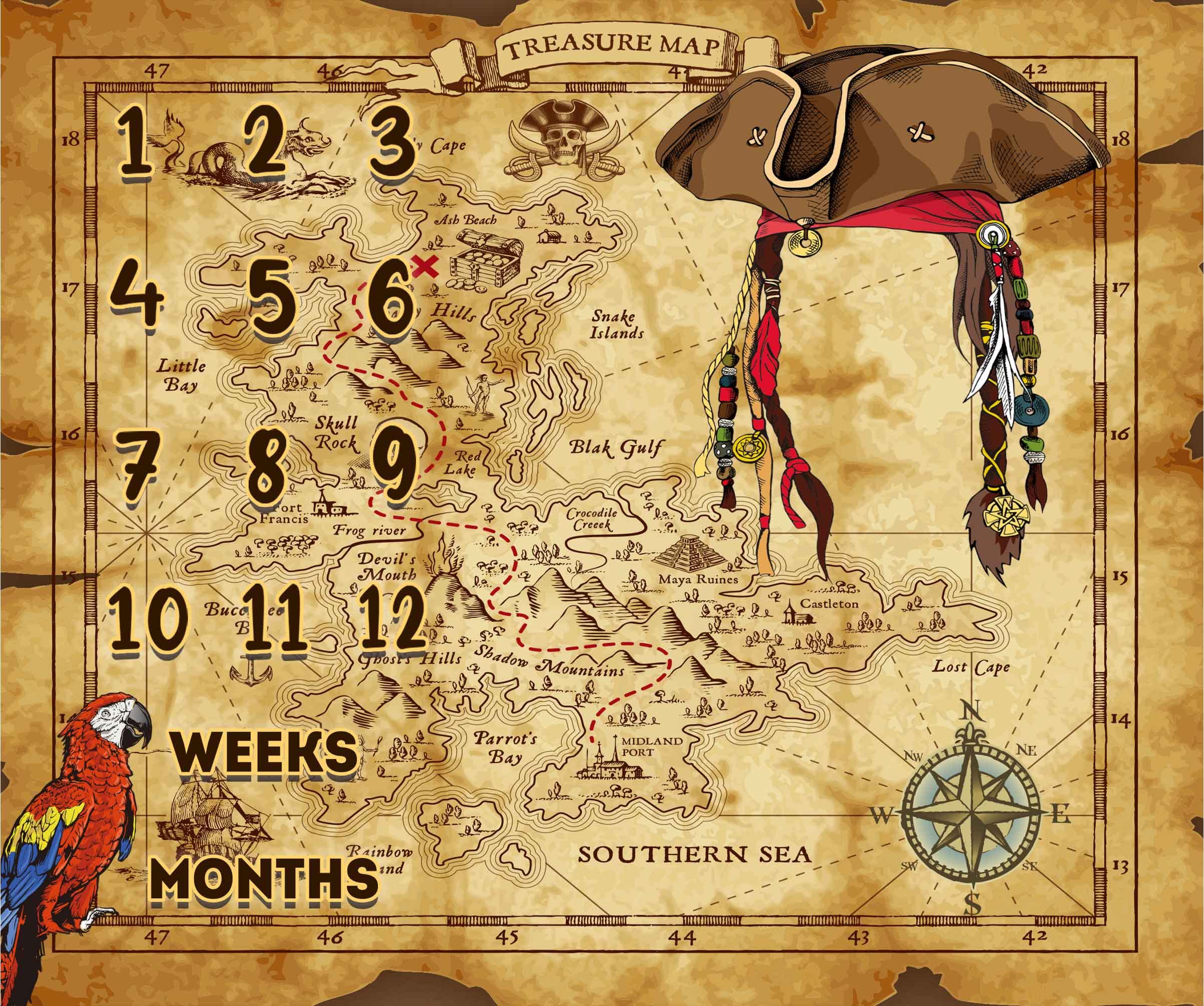 Pirate Map Background Weathered Pirate Treasure Map With Burnt Vintage