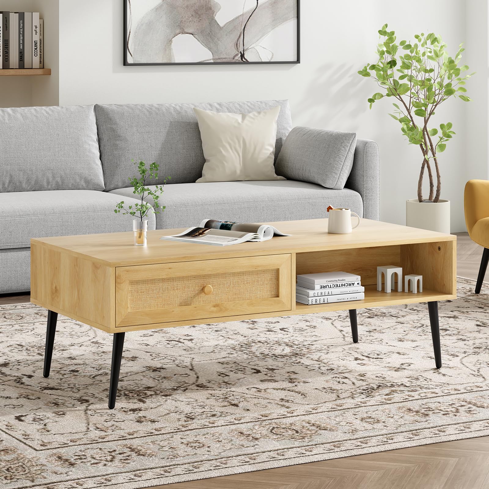 Snapklik.com : Farini Mid-Century Modern Coffee Table, 47 Inch ...