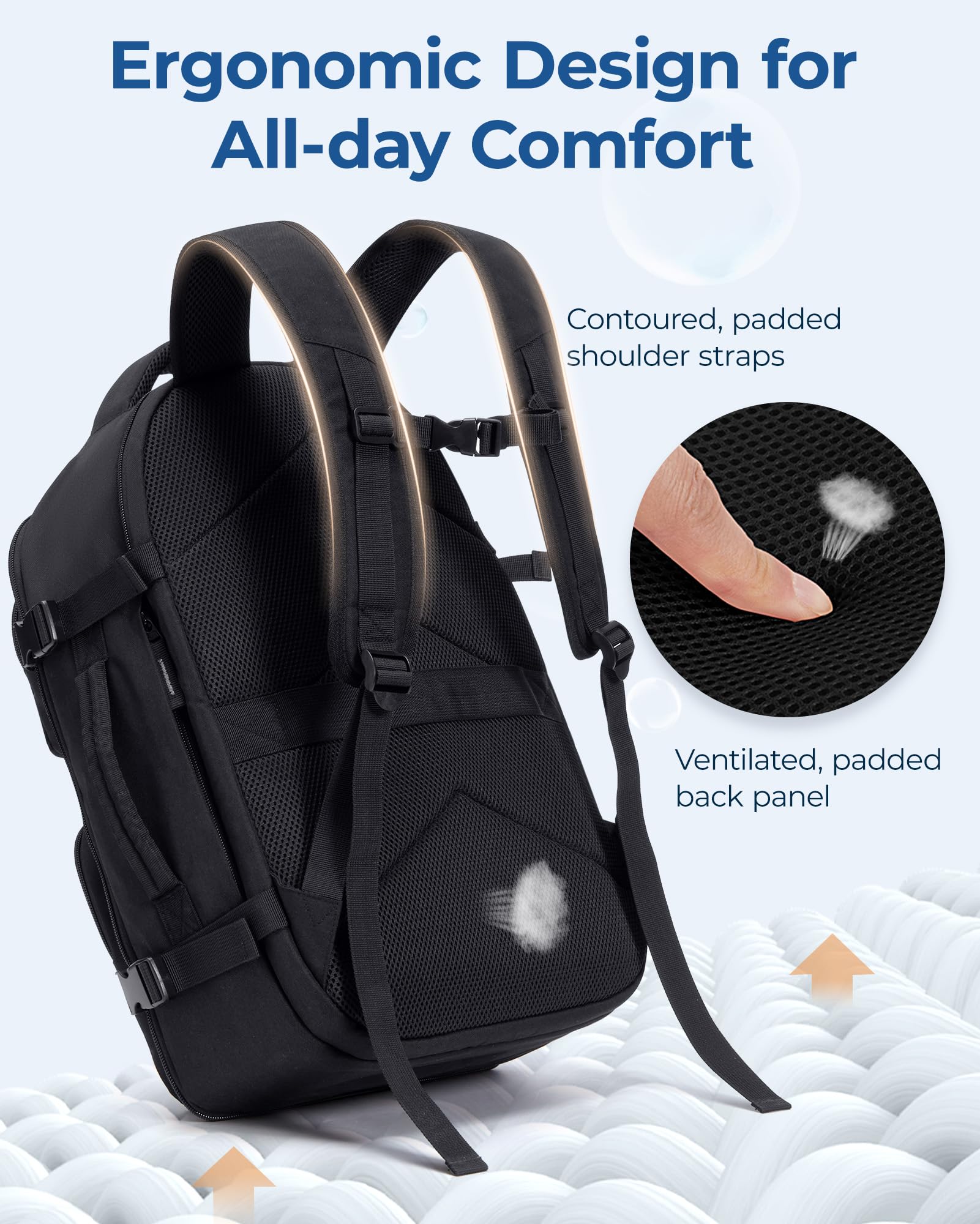 BAGSMART Travel Backpack for Women Men, 40L Flight Approved Carry on ...