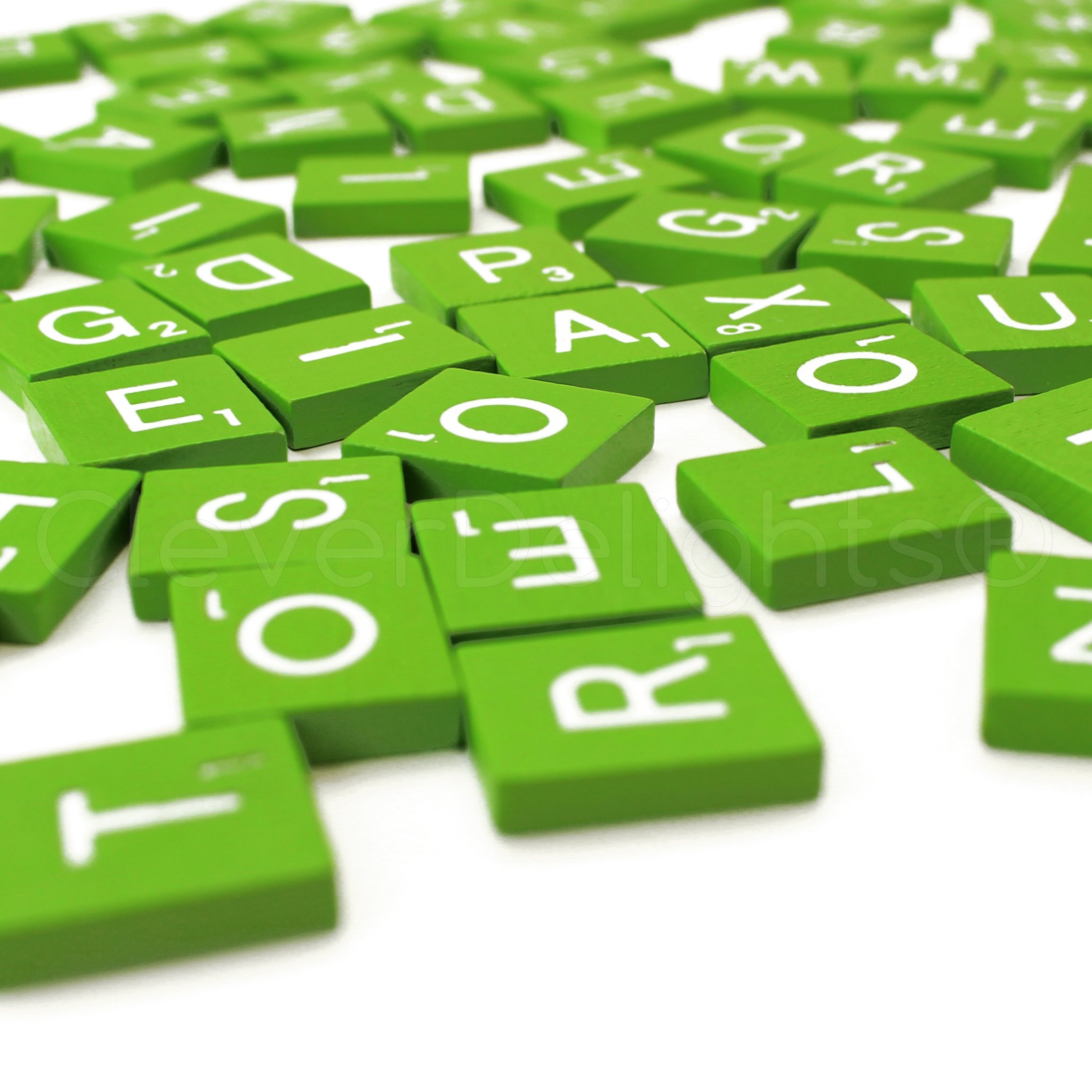 Amazon.com: CleverDelights 100 Wood Letter Tiles - Lime Green Color ...