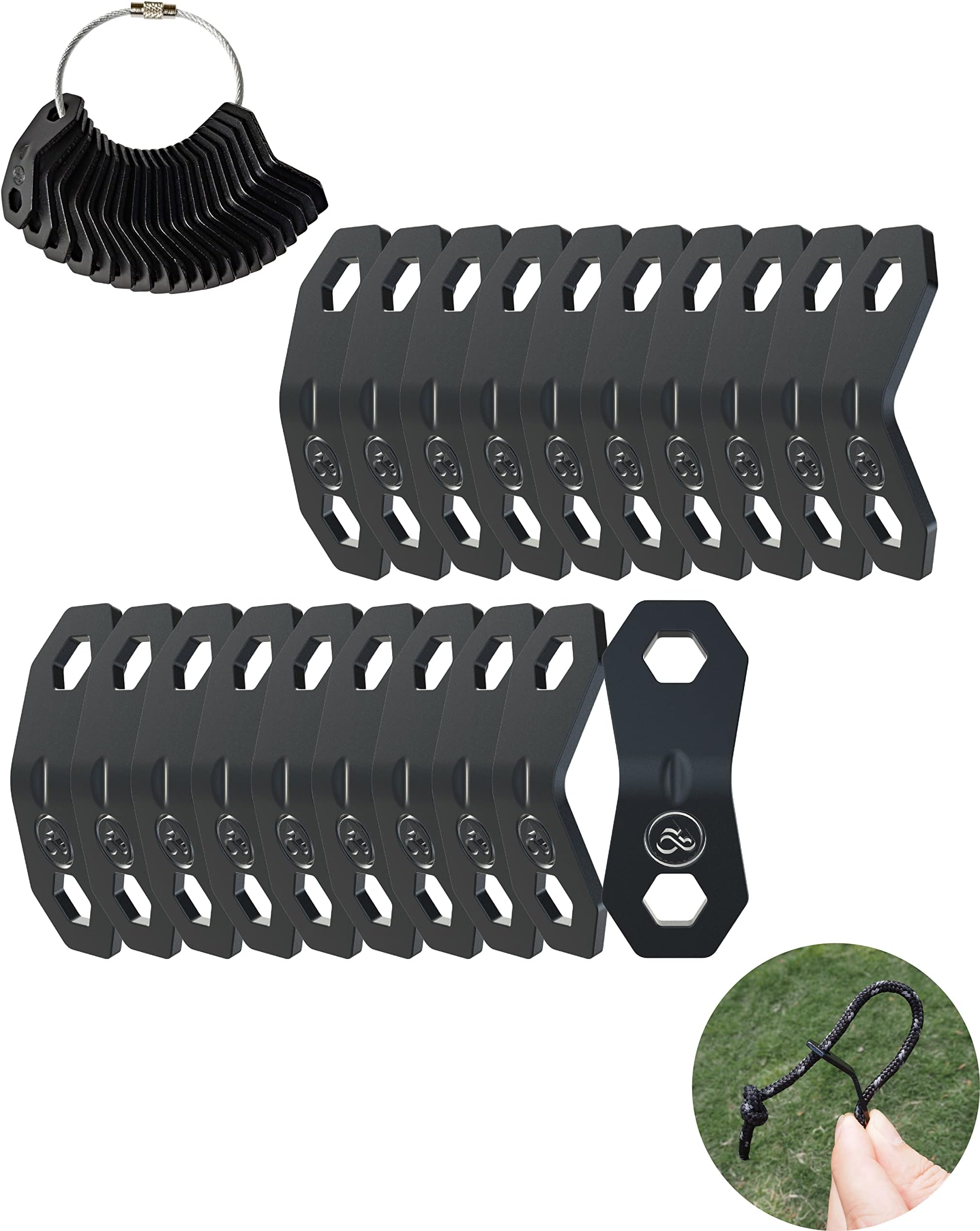 Amazon.com: Takelablaze 20Pcs Guyline Wind Rope Buckle Aluminum Alloy ...