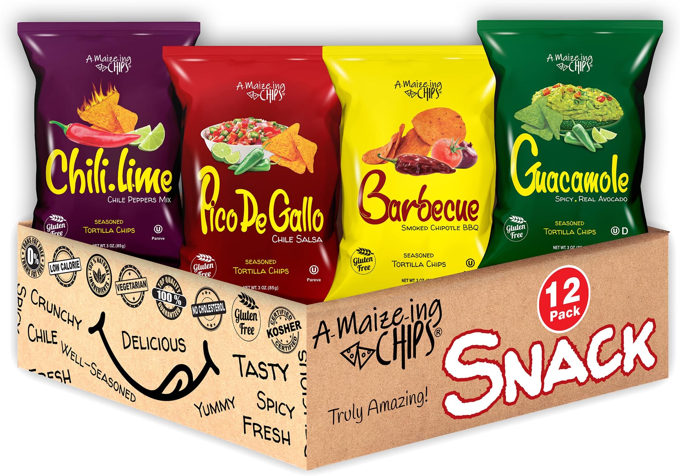 Amazon.com: A-Maize-ing CHIPS Tortilla Chips, 3 ounce (12 variety pack)